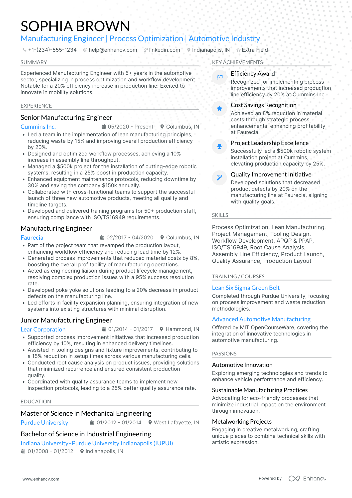 21 Manufacturing Engineer Resume Examples & Guide for 2026