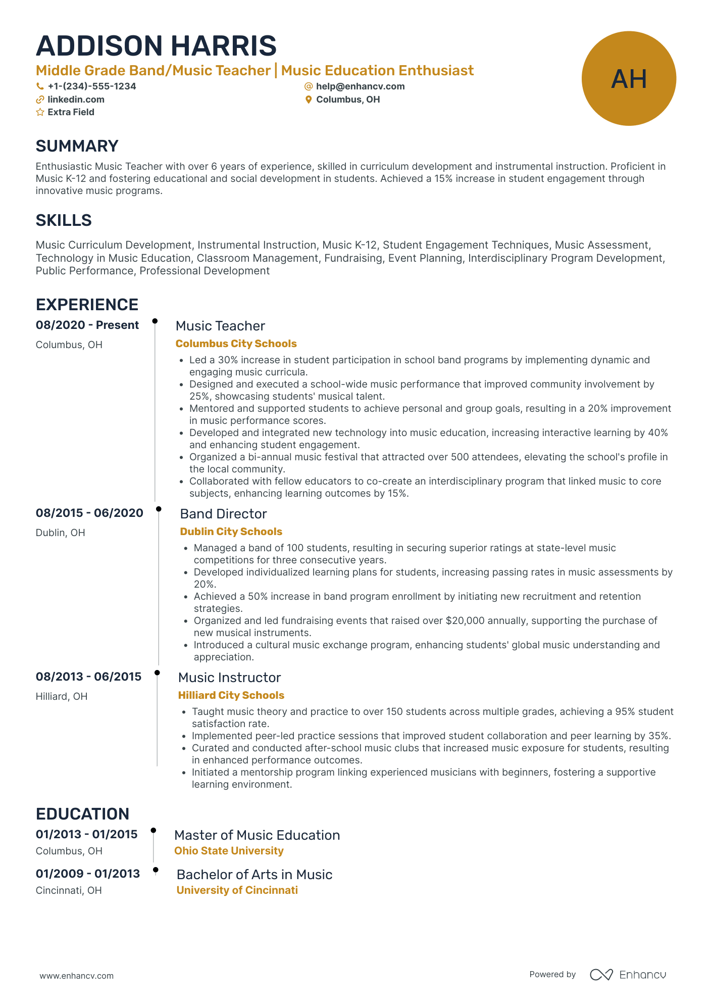 17 Music Teacher Resume Examples & Guide for 2026