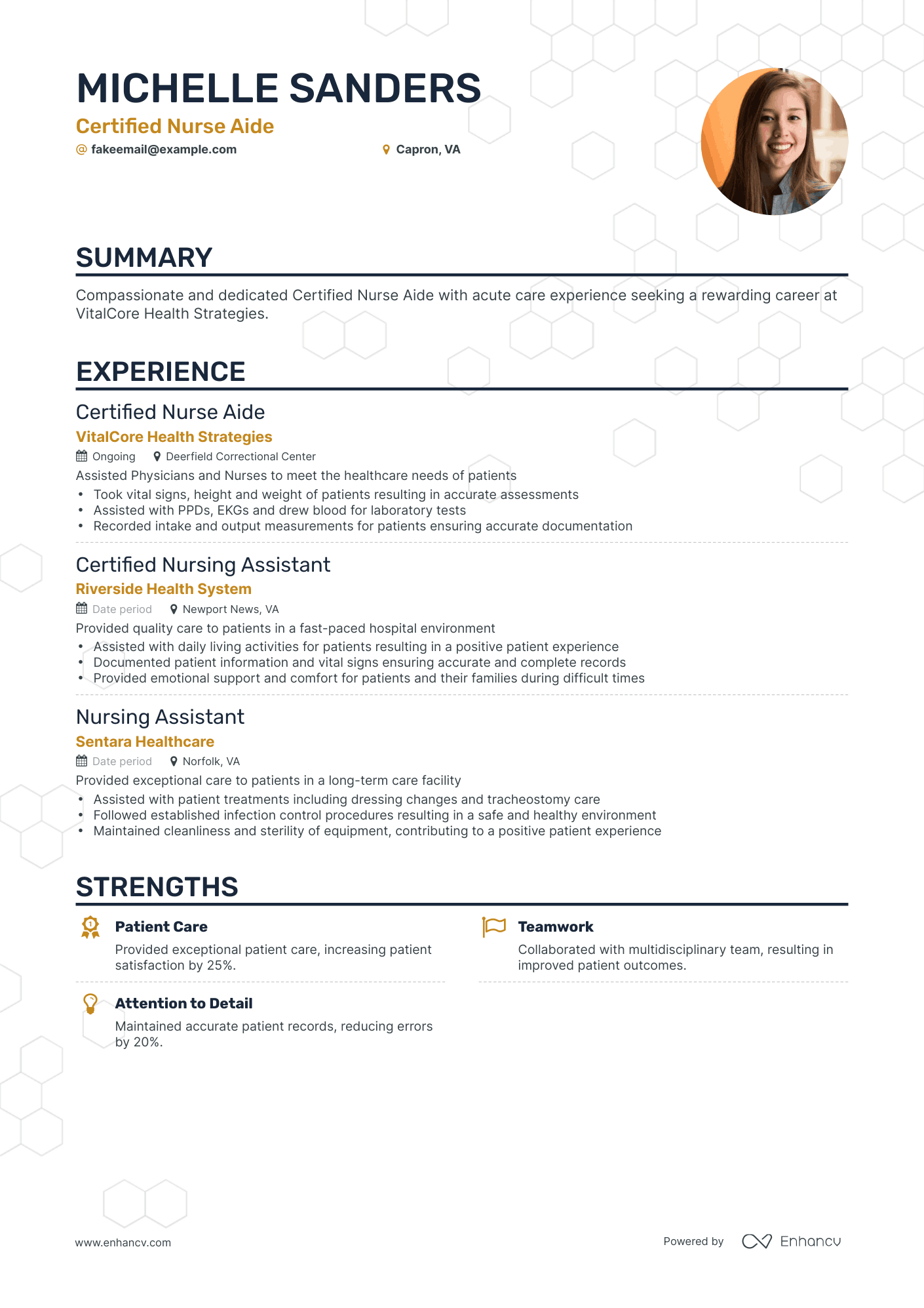 5 Certified Nurse Aide Resume Examples & Guide for 2024