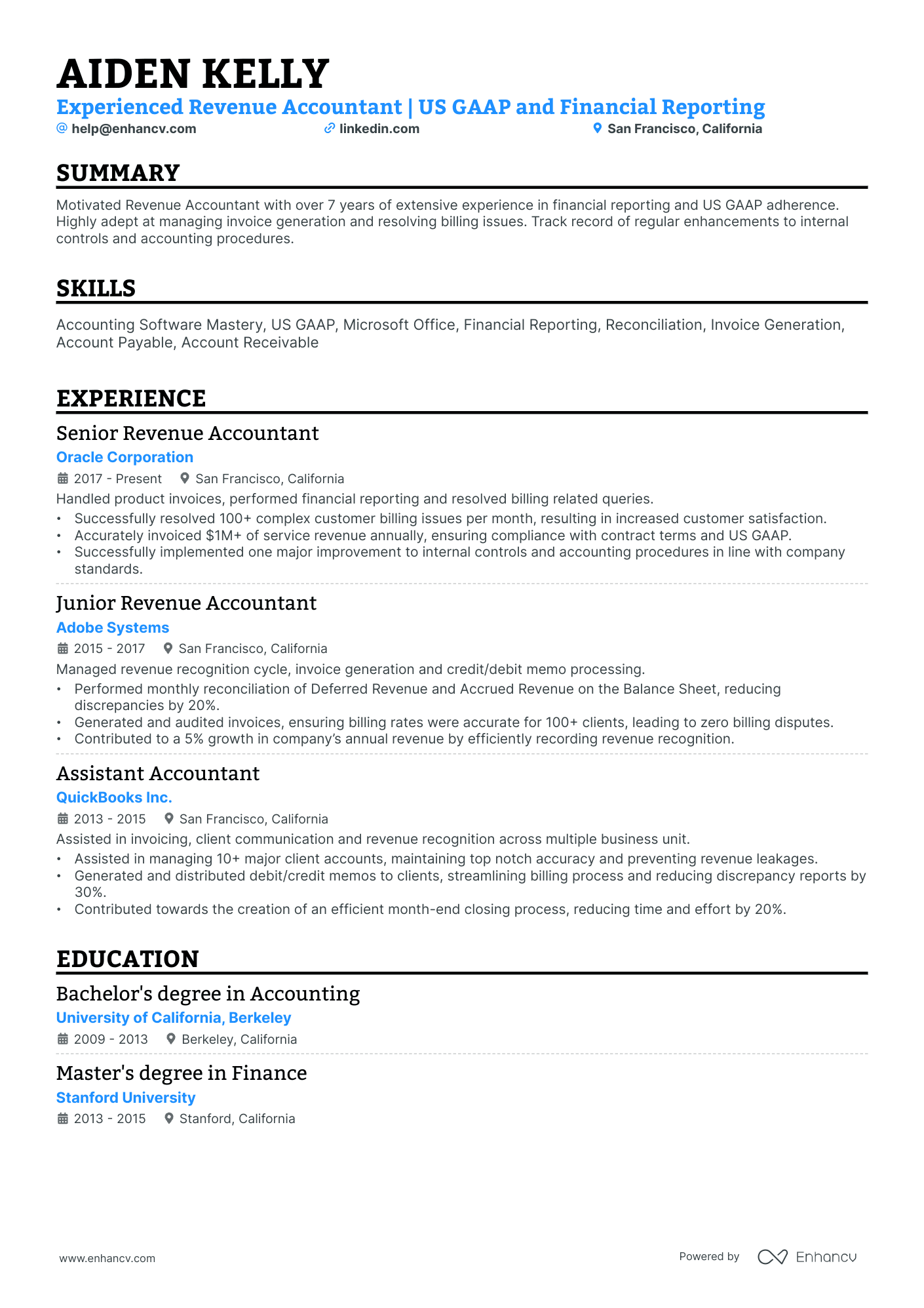 10 Revenue Accountant Resume Examples & Guide for 2026