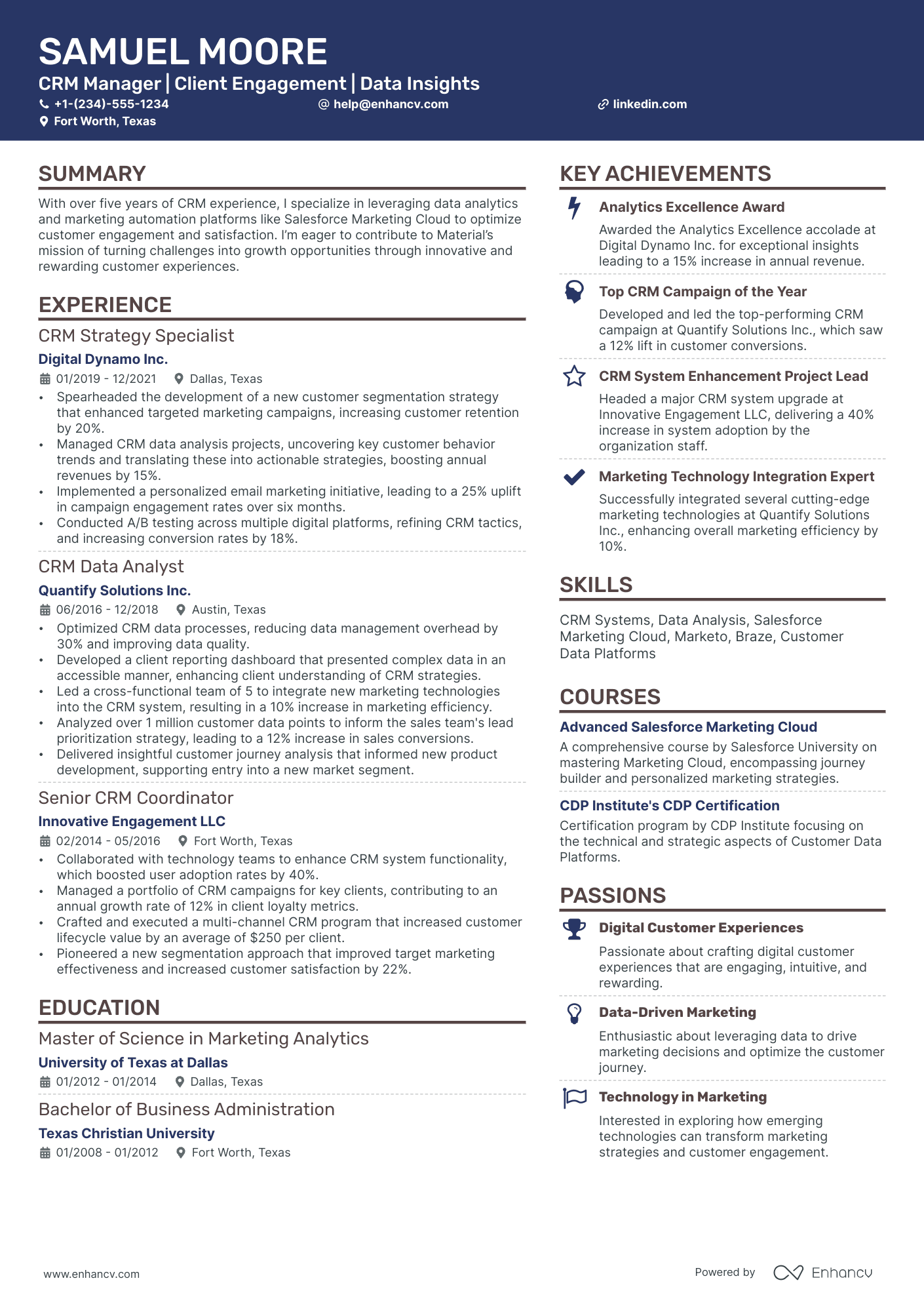 10 CRM Manager Resume Examples & Guide for 2026