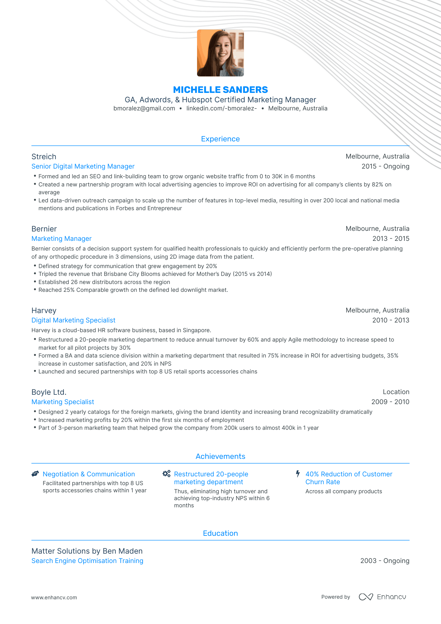 Marketing Manager Resume Samples [with 8+ Examples] (Layout, Skills ...