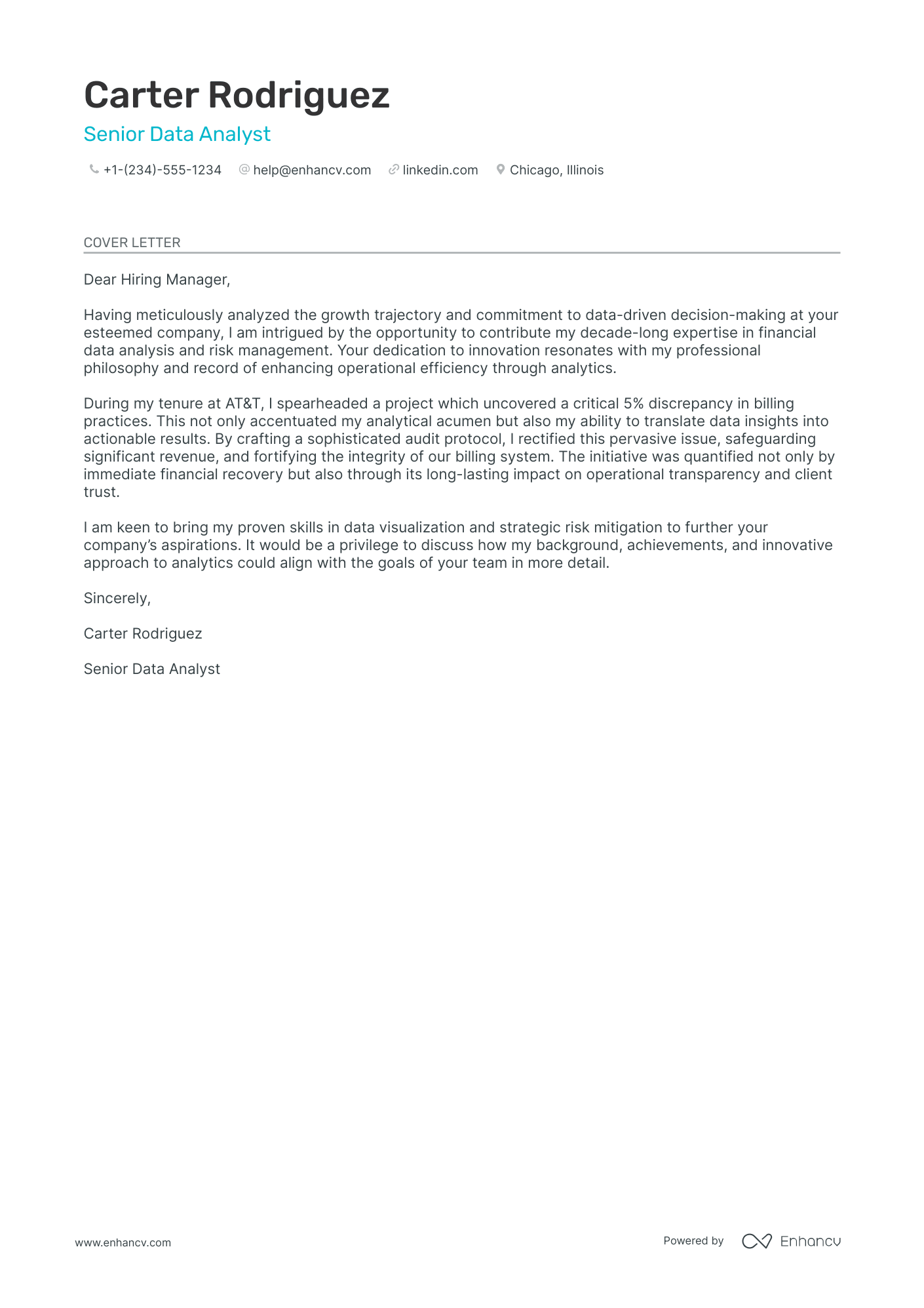 20 Professional Data Analyst Cover Letter Examples and Template for ...
