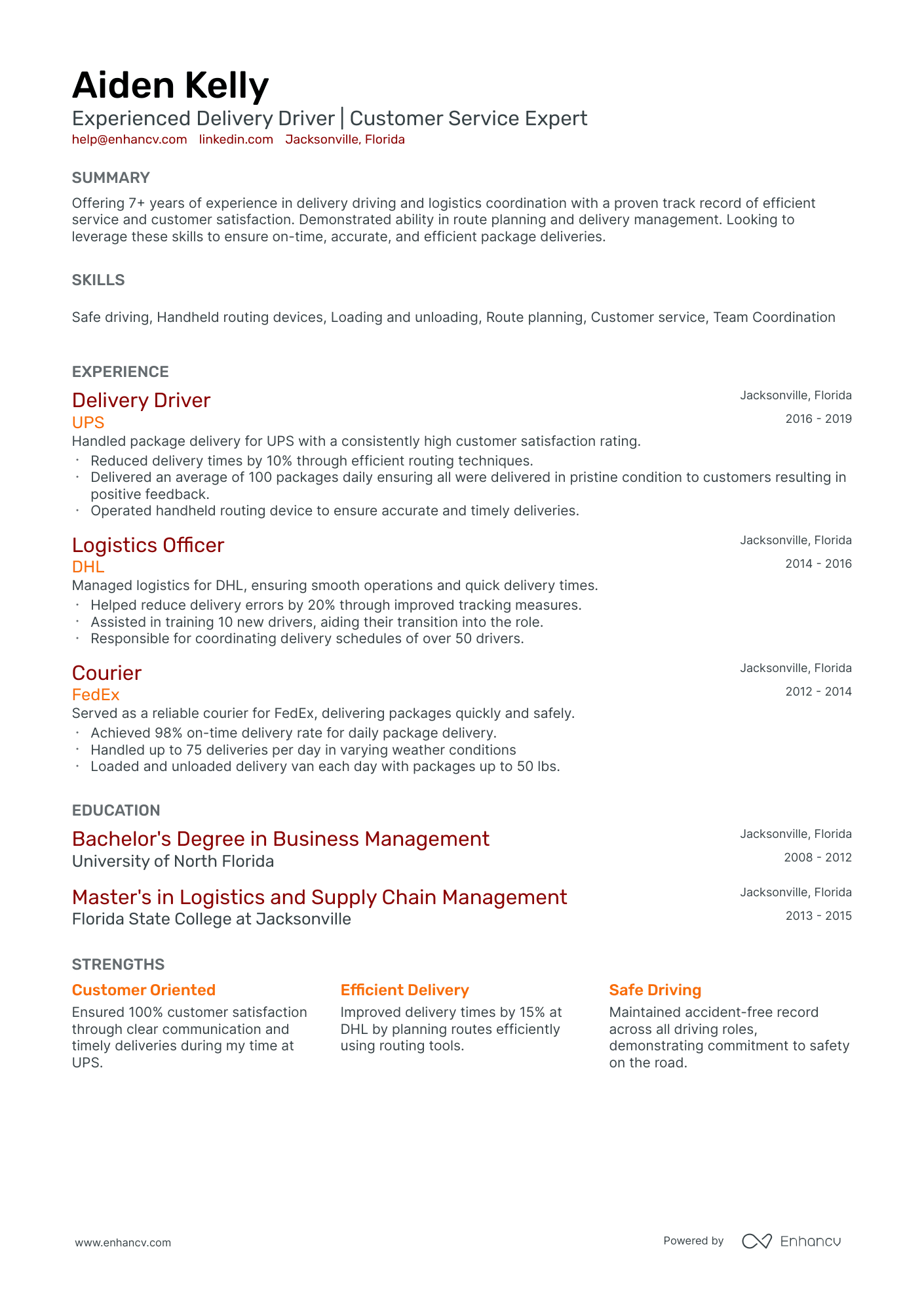 10 Amazon Delivery Driver Resume Examples & Guide for 2025
