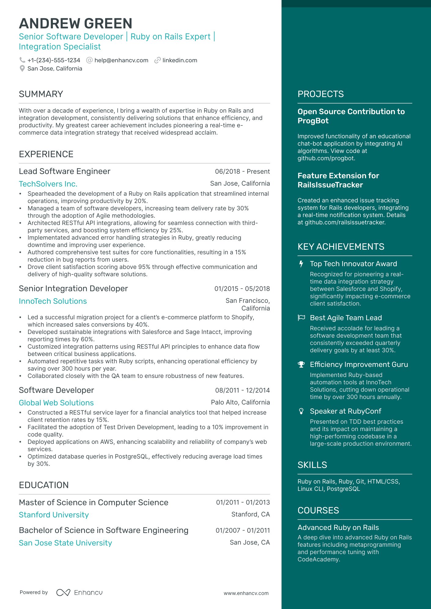 10 Ruby On Rails Developer Resume Examples & Guide for 2026