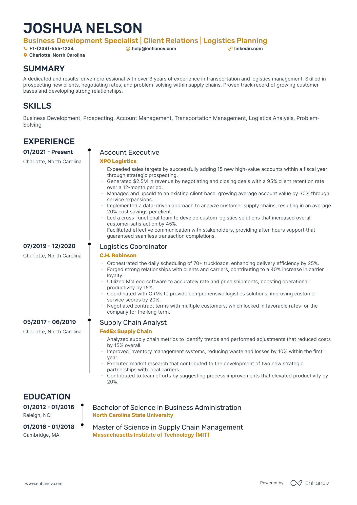 10 Logistics Account Manager Resume Examples & Guide for 2026