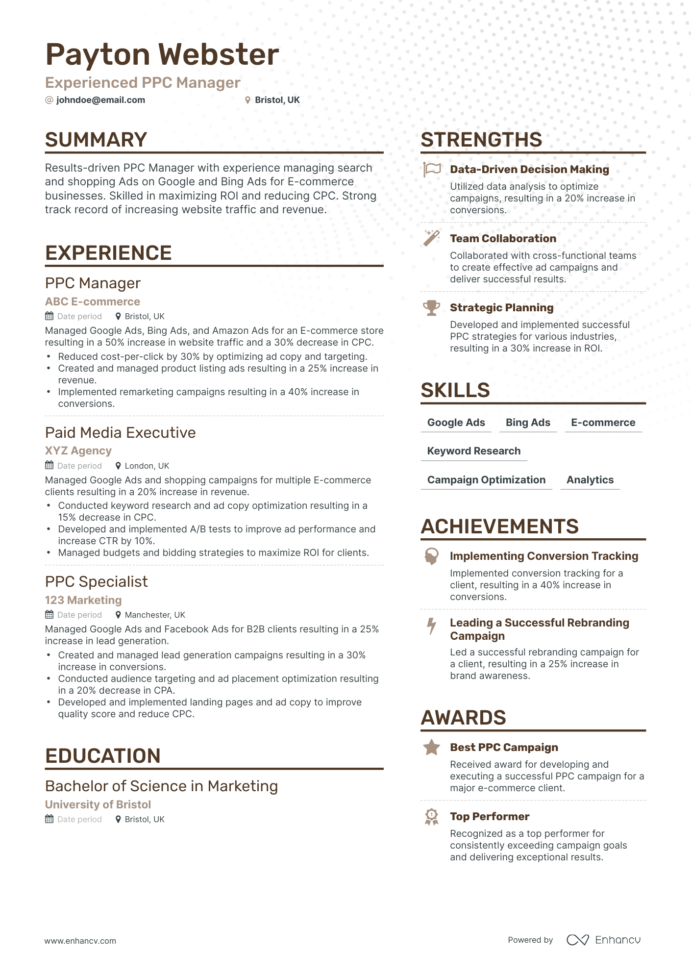 5 PPC Manager Resume Examples & Guide for 2024