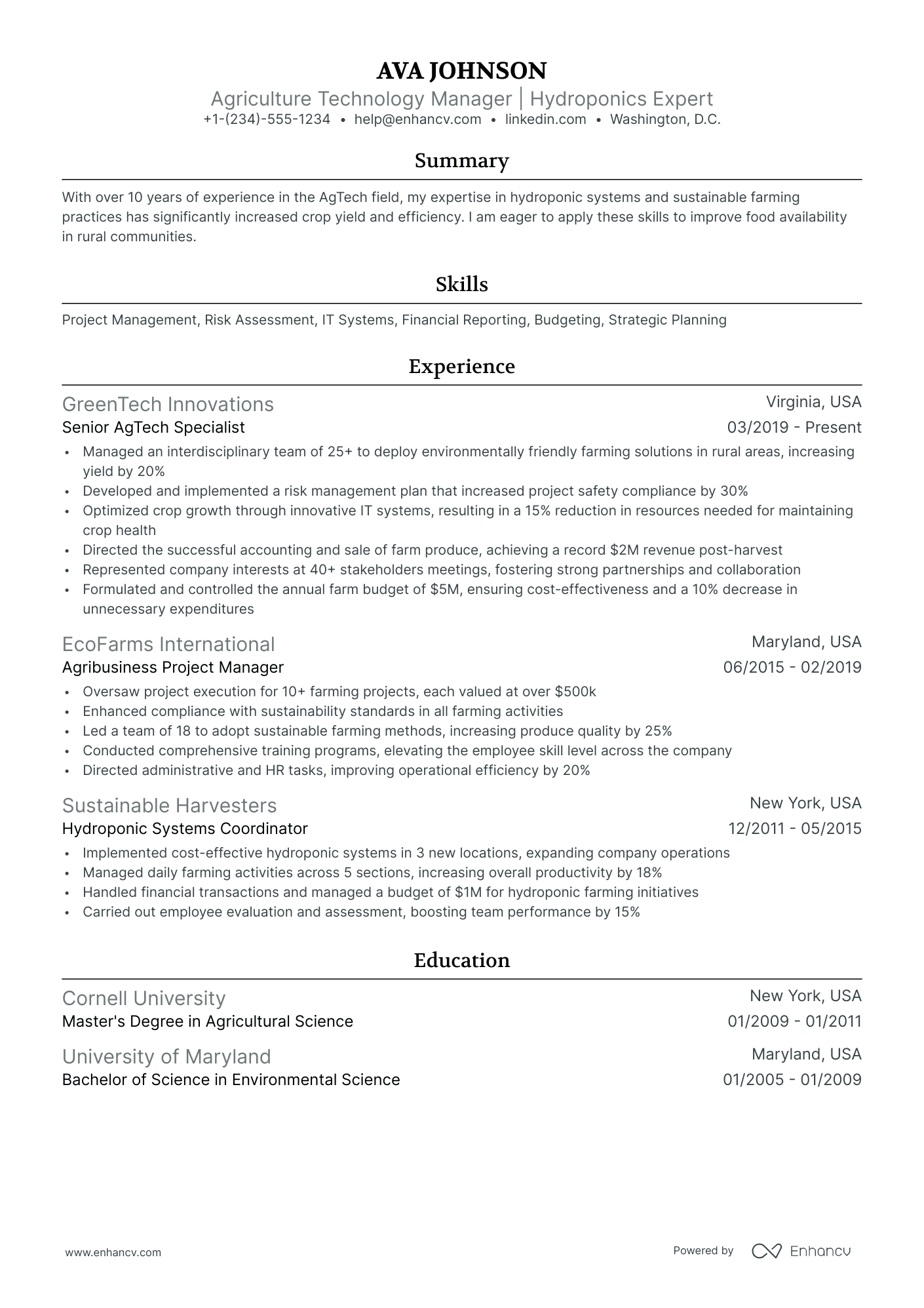 10 Farm Manager Resume Examples & Guide for 2025