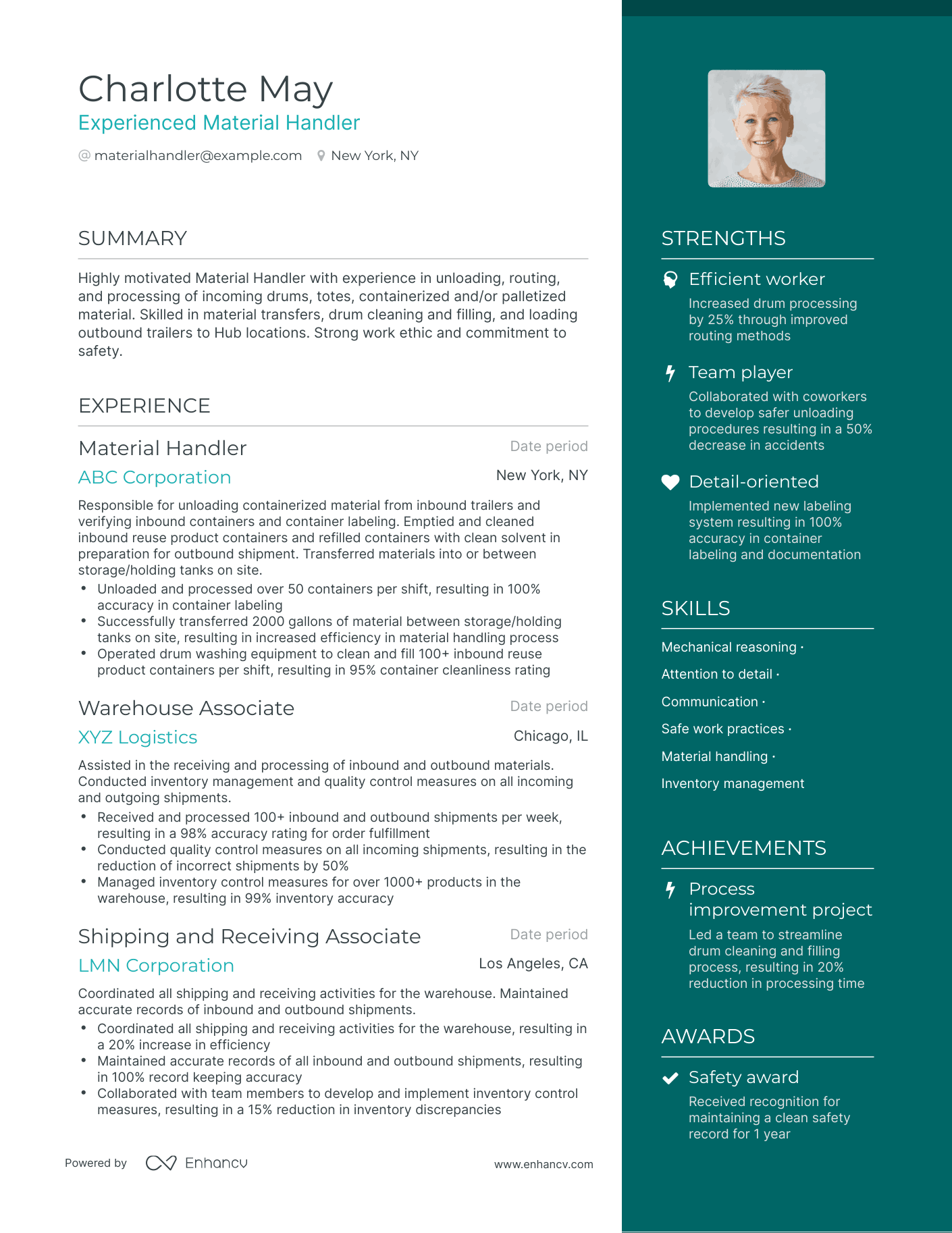 5 Material Handler Resume Examples & Guide for 2024