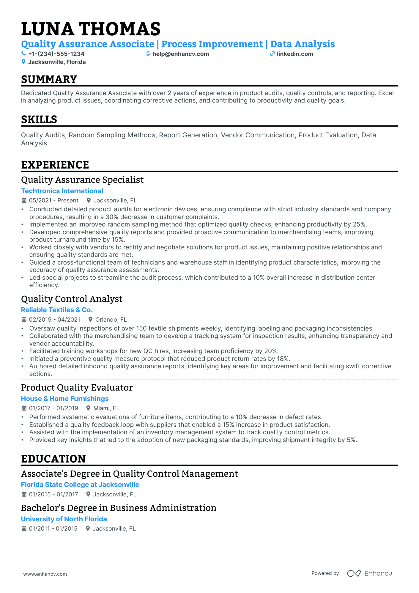 10 Quality Assurance Associate Resume Examples & Guide for 2026