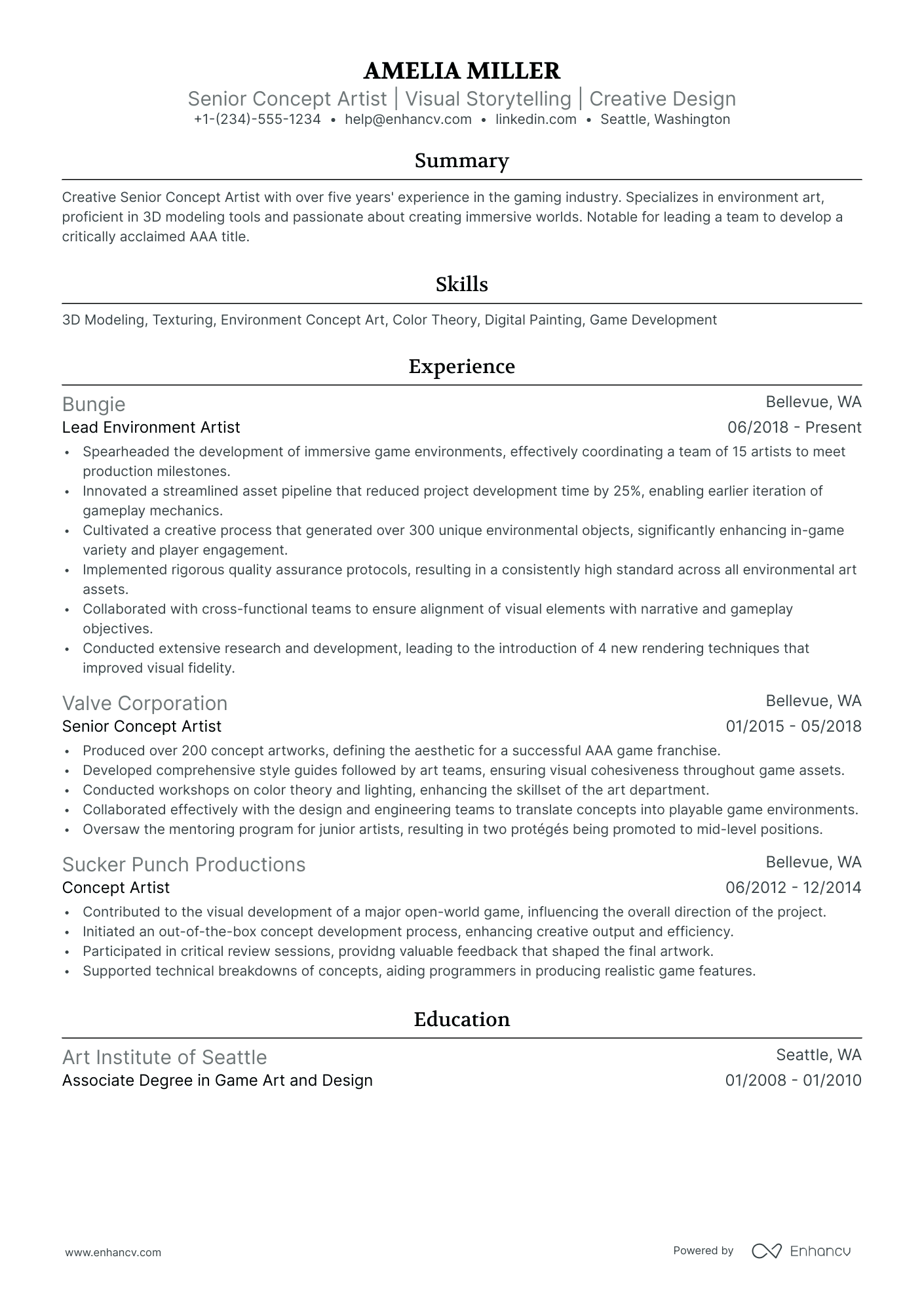 10 Concept Art Resume Examples, Templates & Guide for 2026