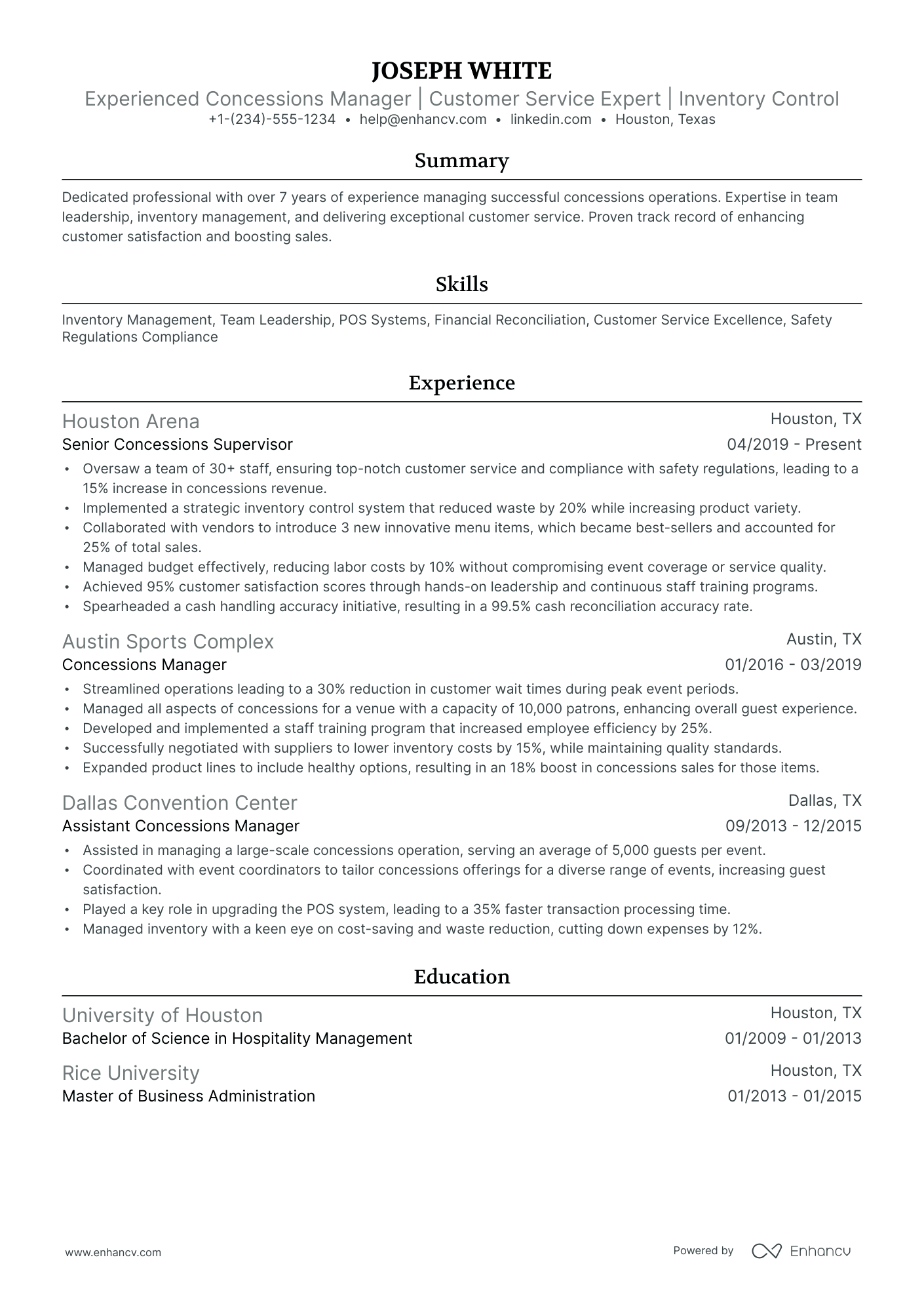 10 Venue Manager Resume Examples & Guide for 2025