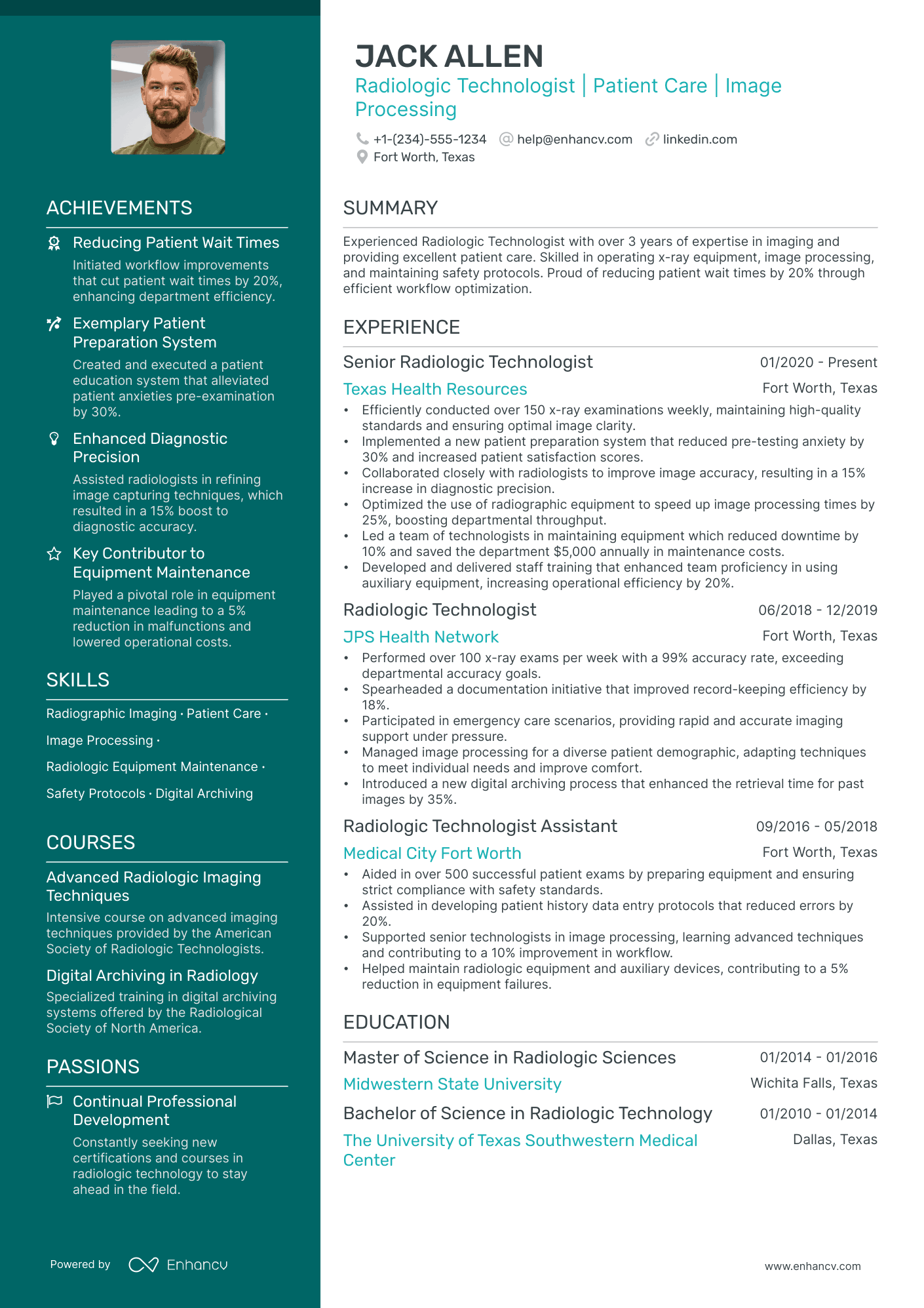 5 Radiologic Technologist Resume Examples & Guide for 2025