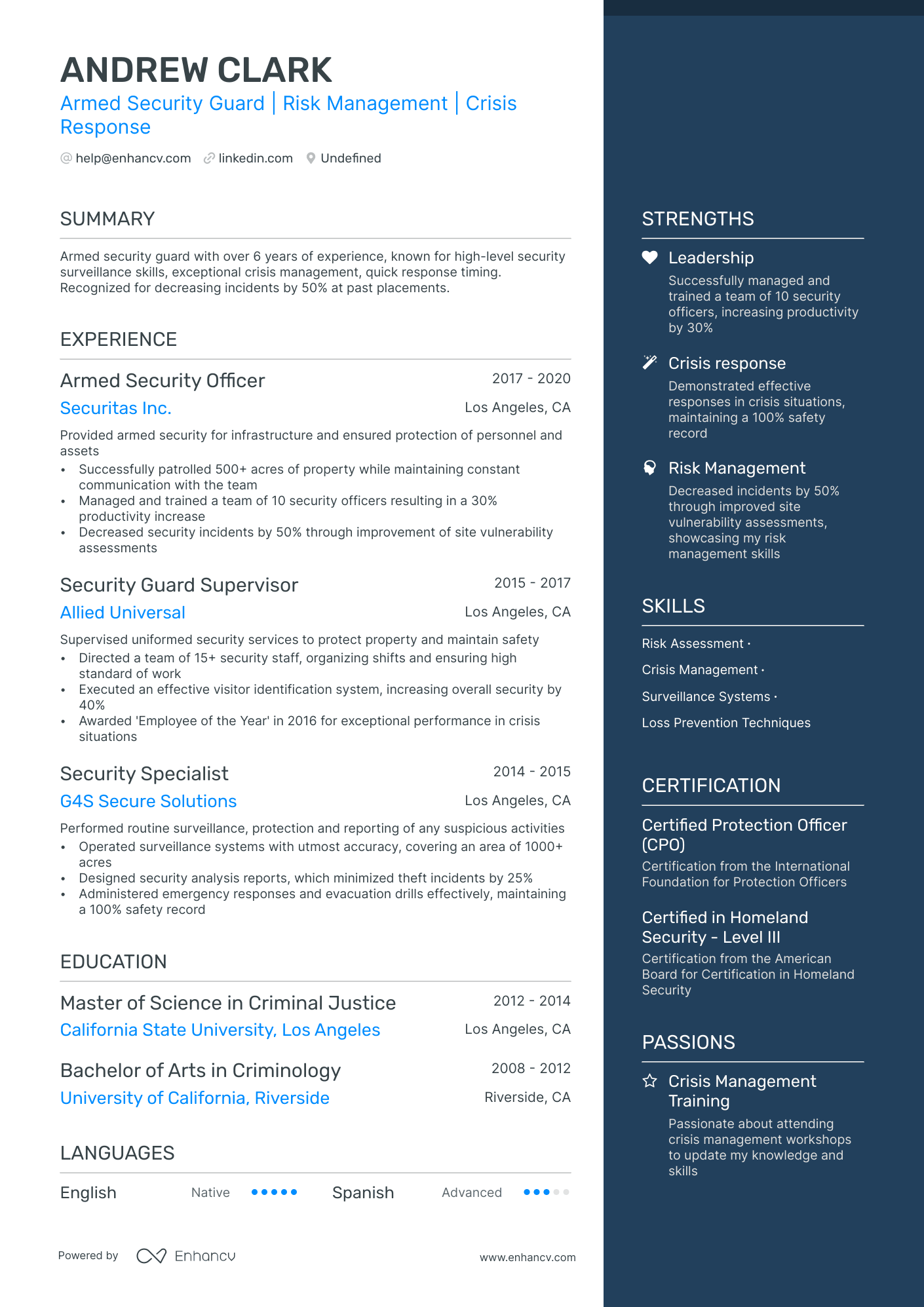 5 Armed Security Guard Resume Examples & Guide for 2024