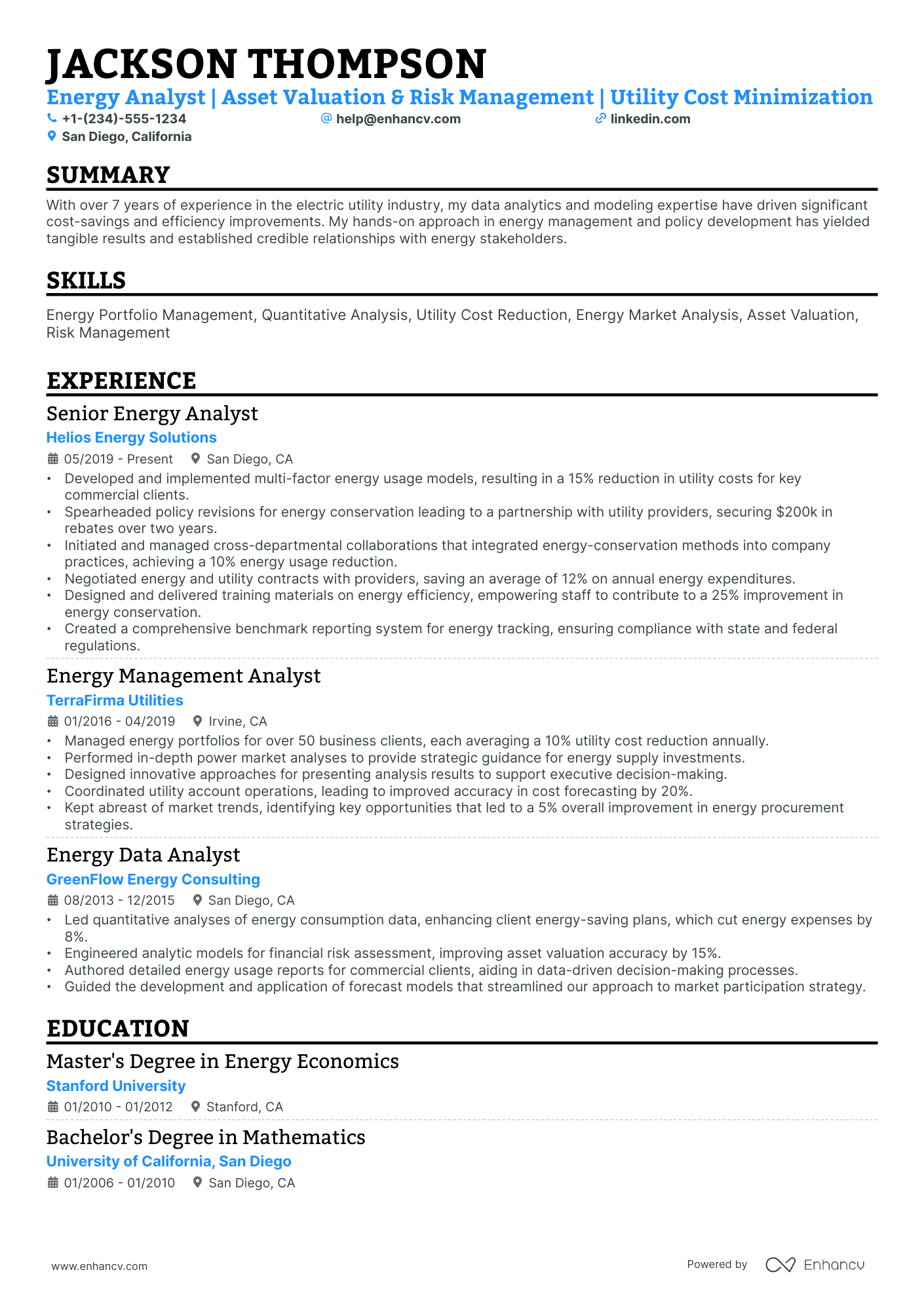10 Energy Manager Resume Examples & Guide for 2026