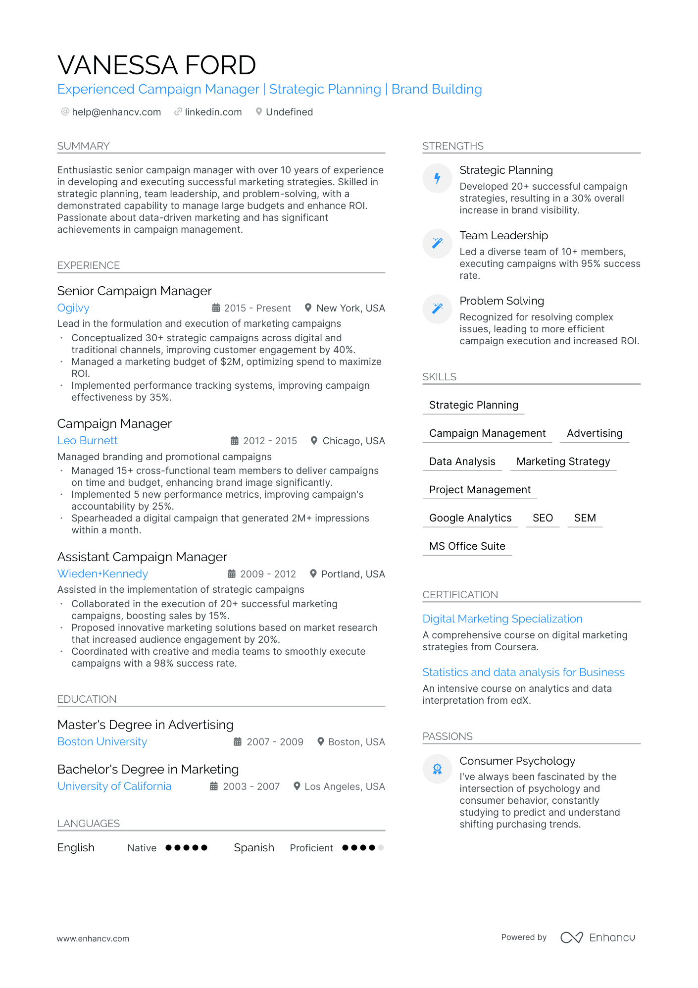 5 Campaign Manager Resume Examples & Guide for 2024