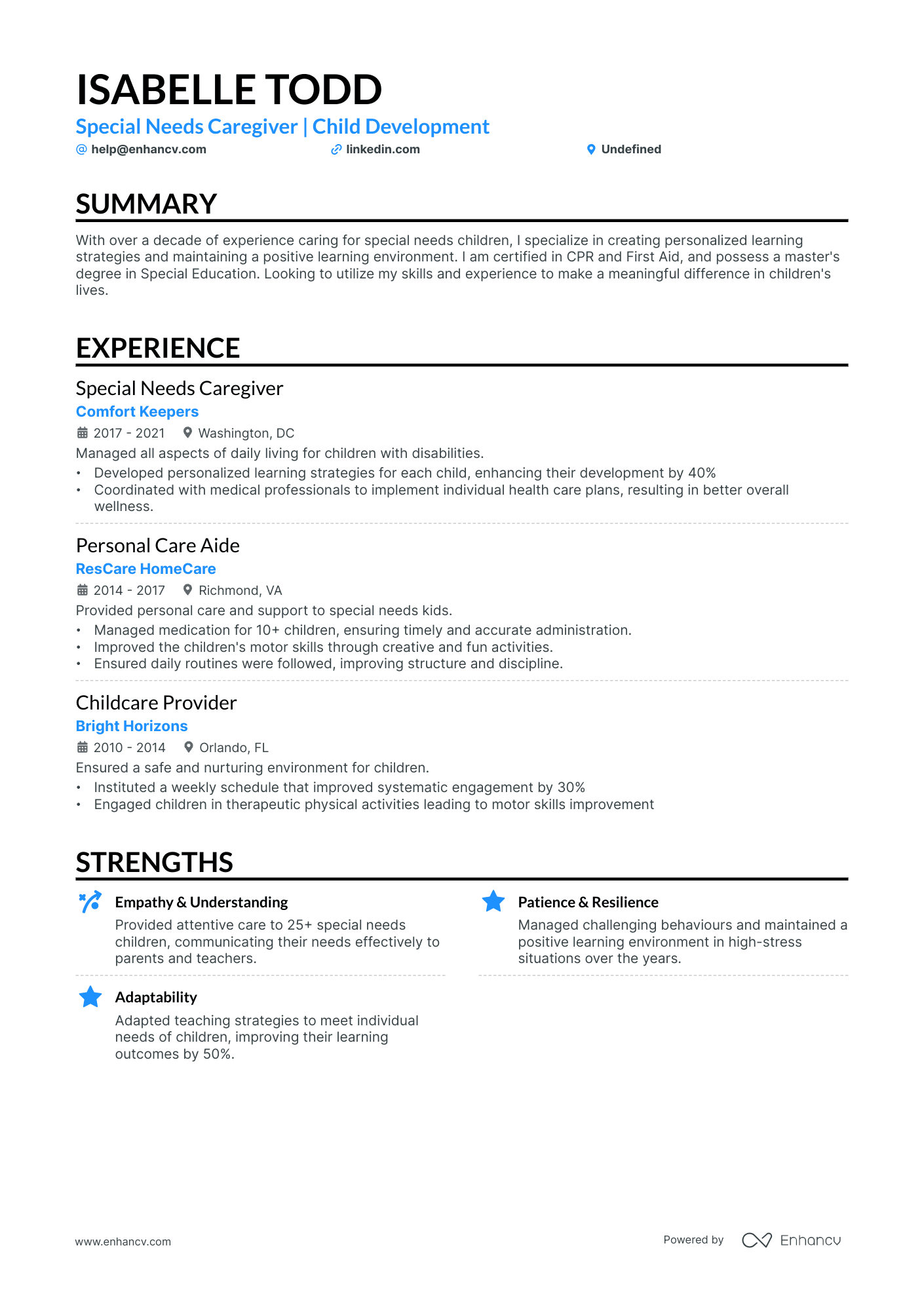 5 Special Needs Nanny Resume Examples & Guide for 2024