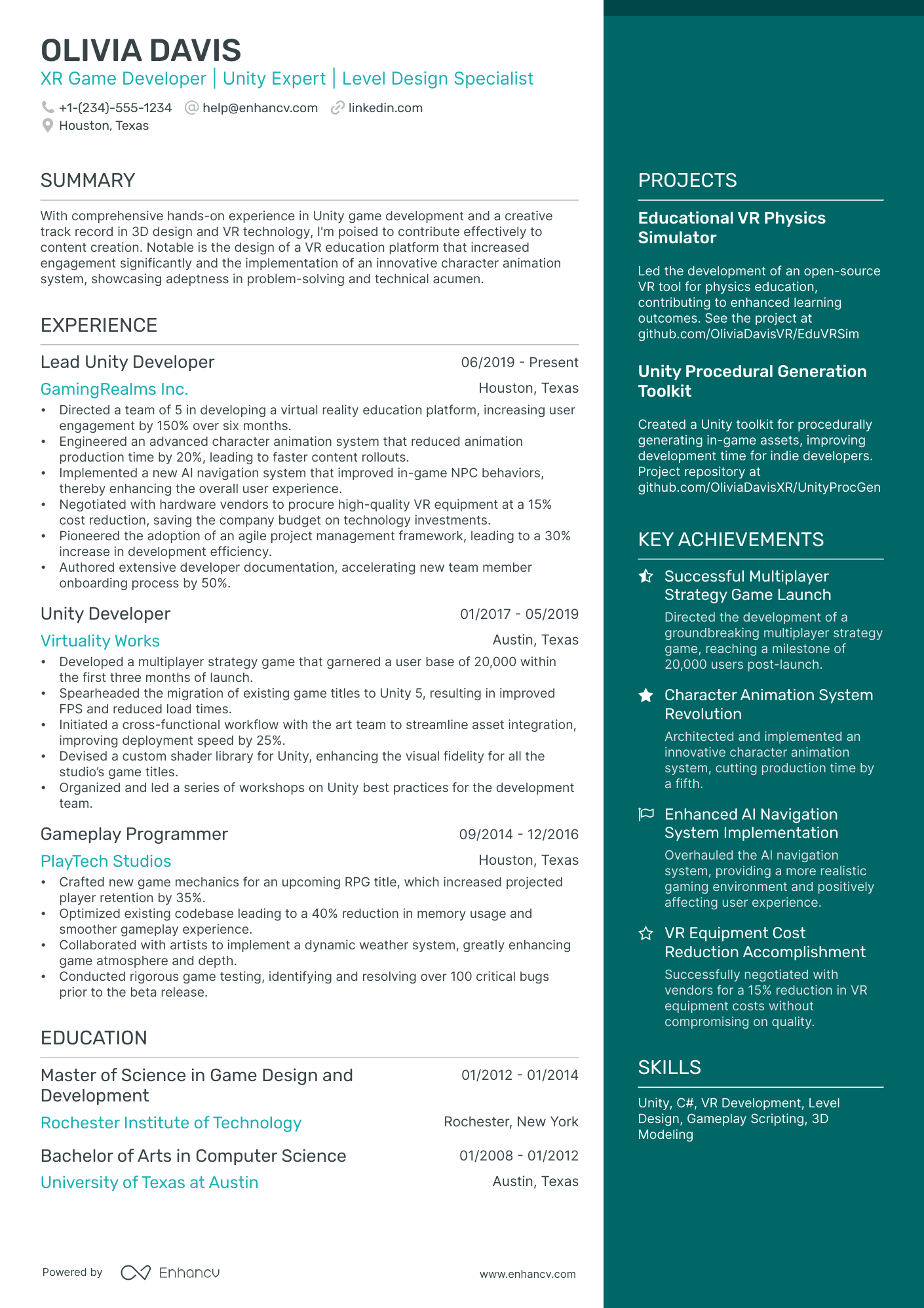 10 Game Developer Resume Examples & Guide for 2025