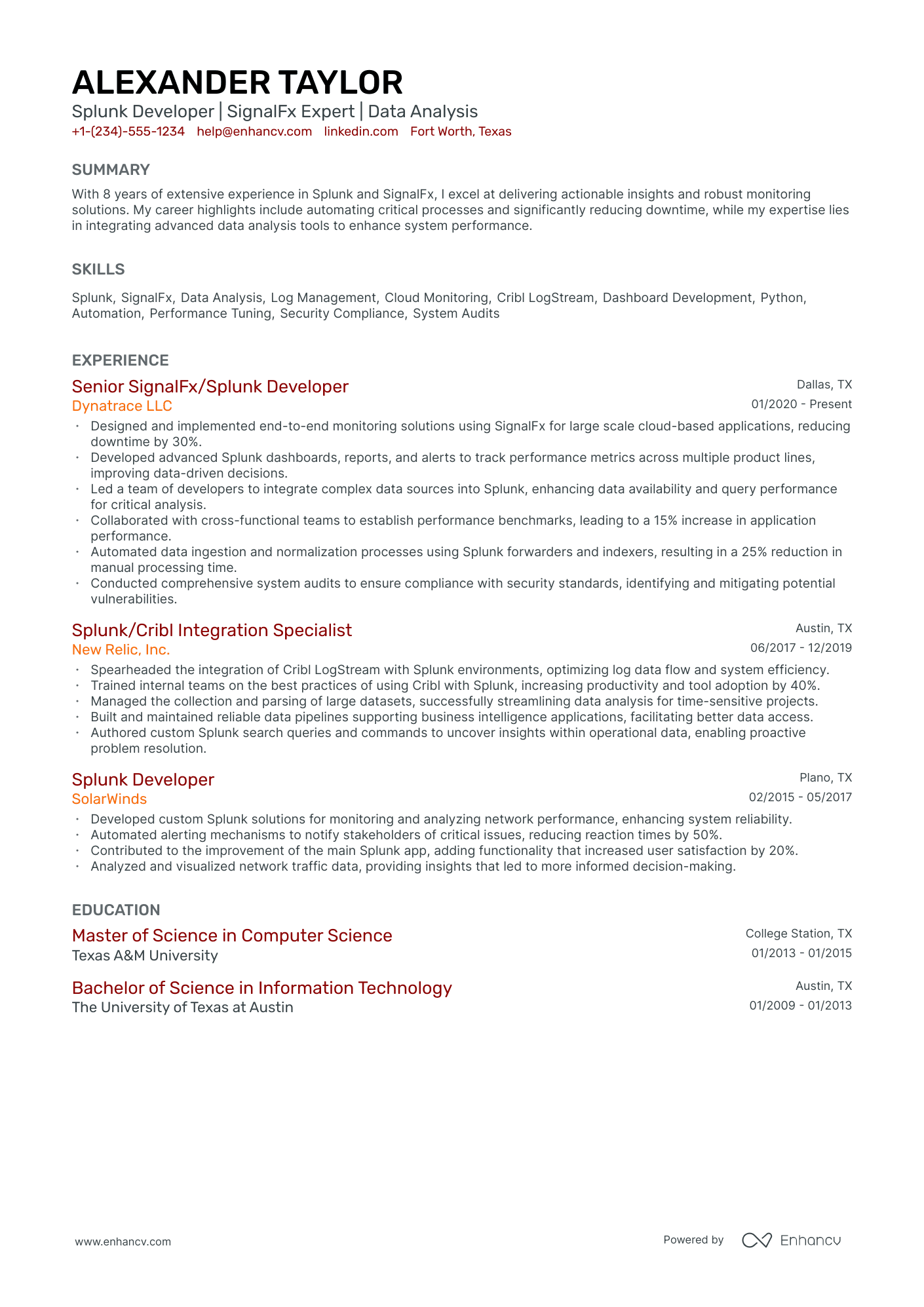 5 Splunk Developer Resume Examples & Guide for 2024