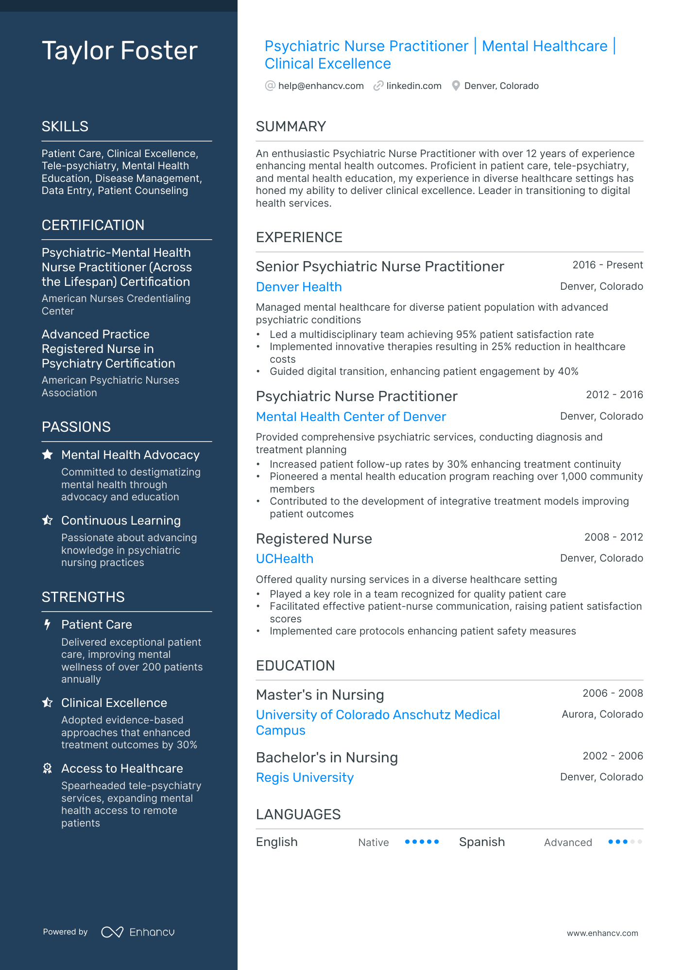 10 Psychiatric Nurse Practitioner Resume Examples & Guide for 2025