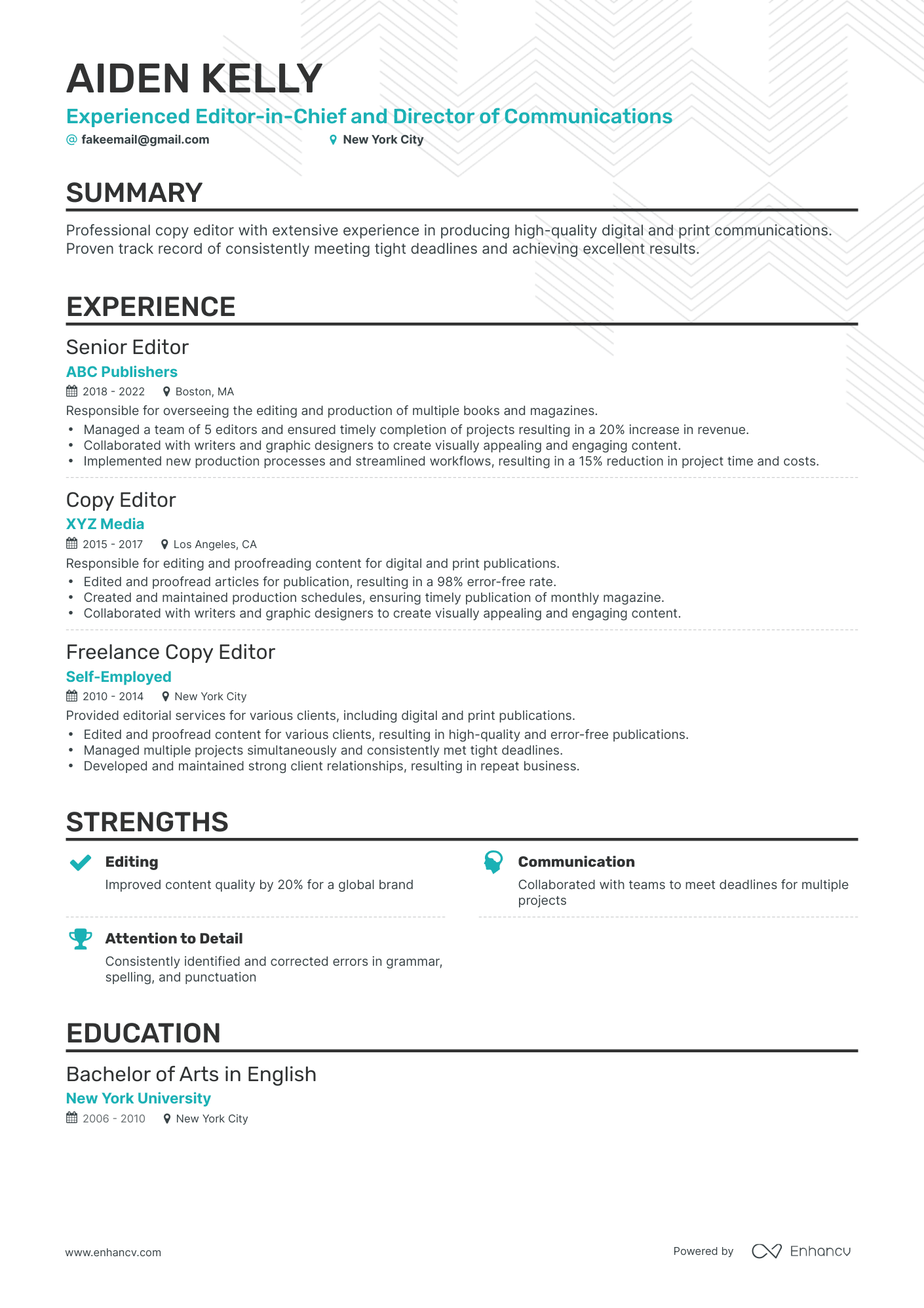 5 Freelance Copy Editor Resume Examples & Guide for 2024