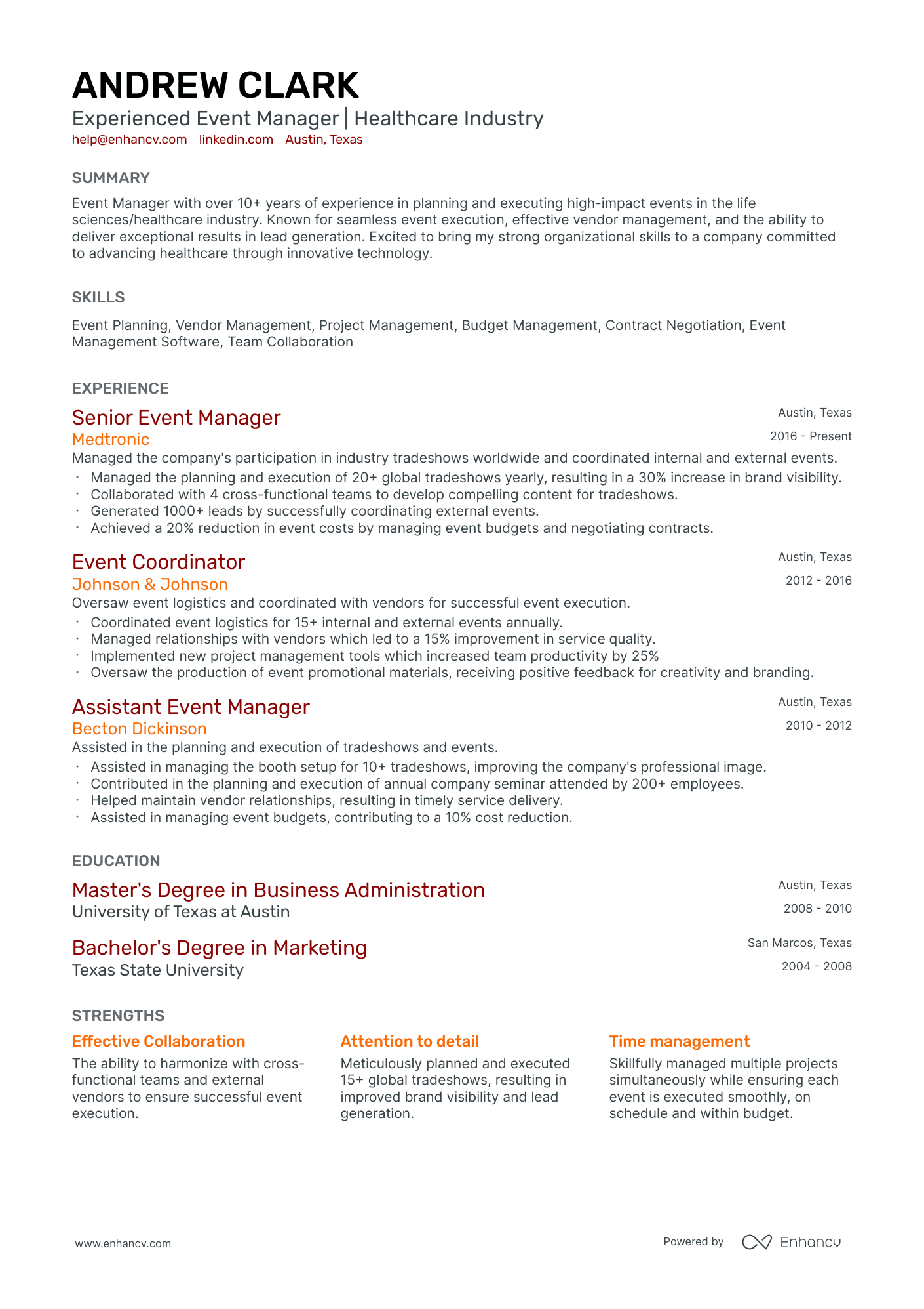 10 Events Manager Resume Examples & Guide for 2026
