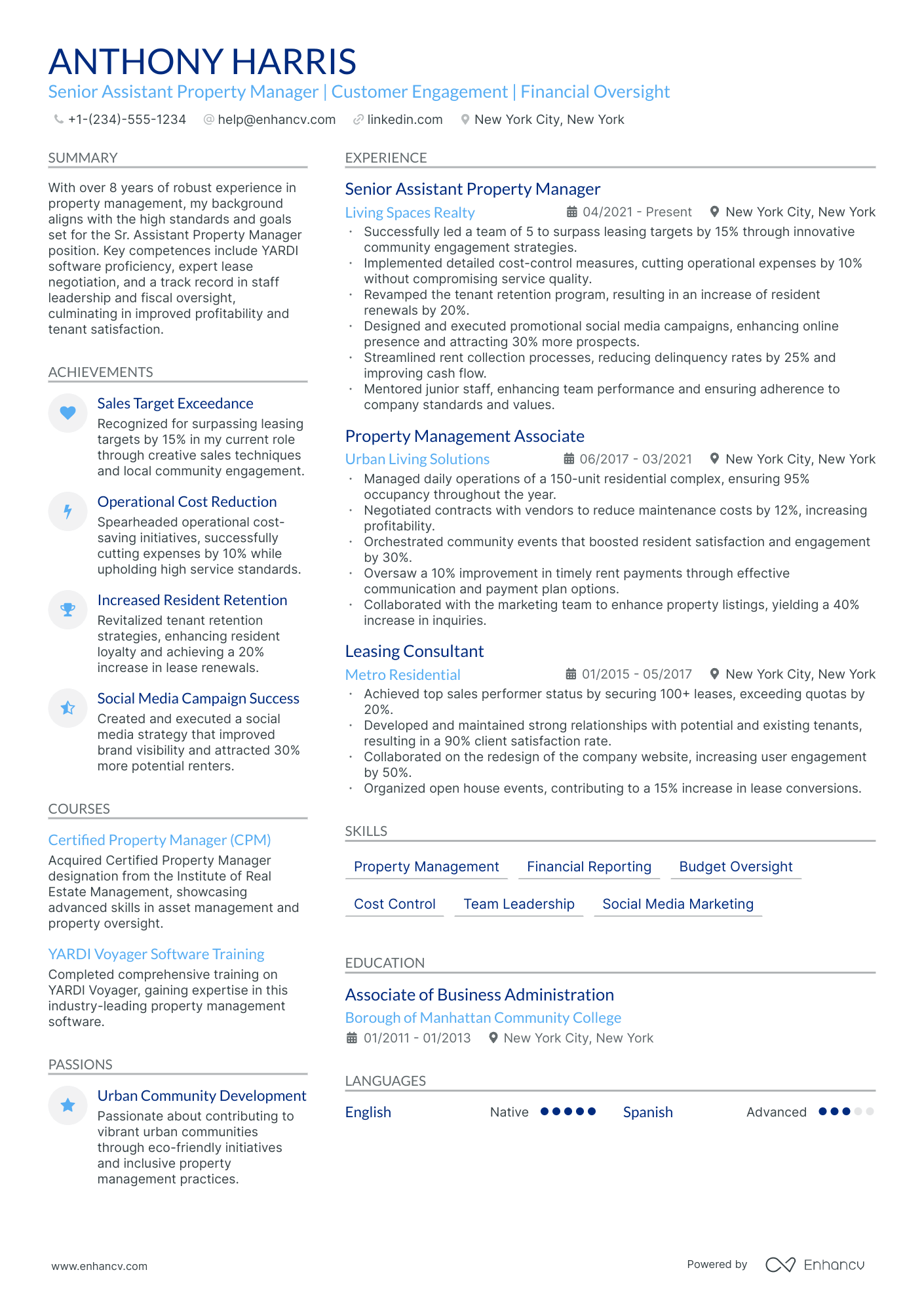 5 Assistant Property Manager Resume Examples & Guide for 2024