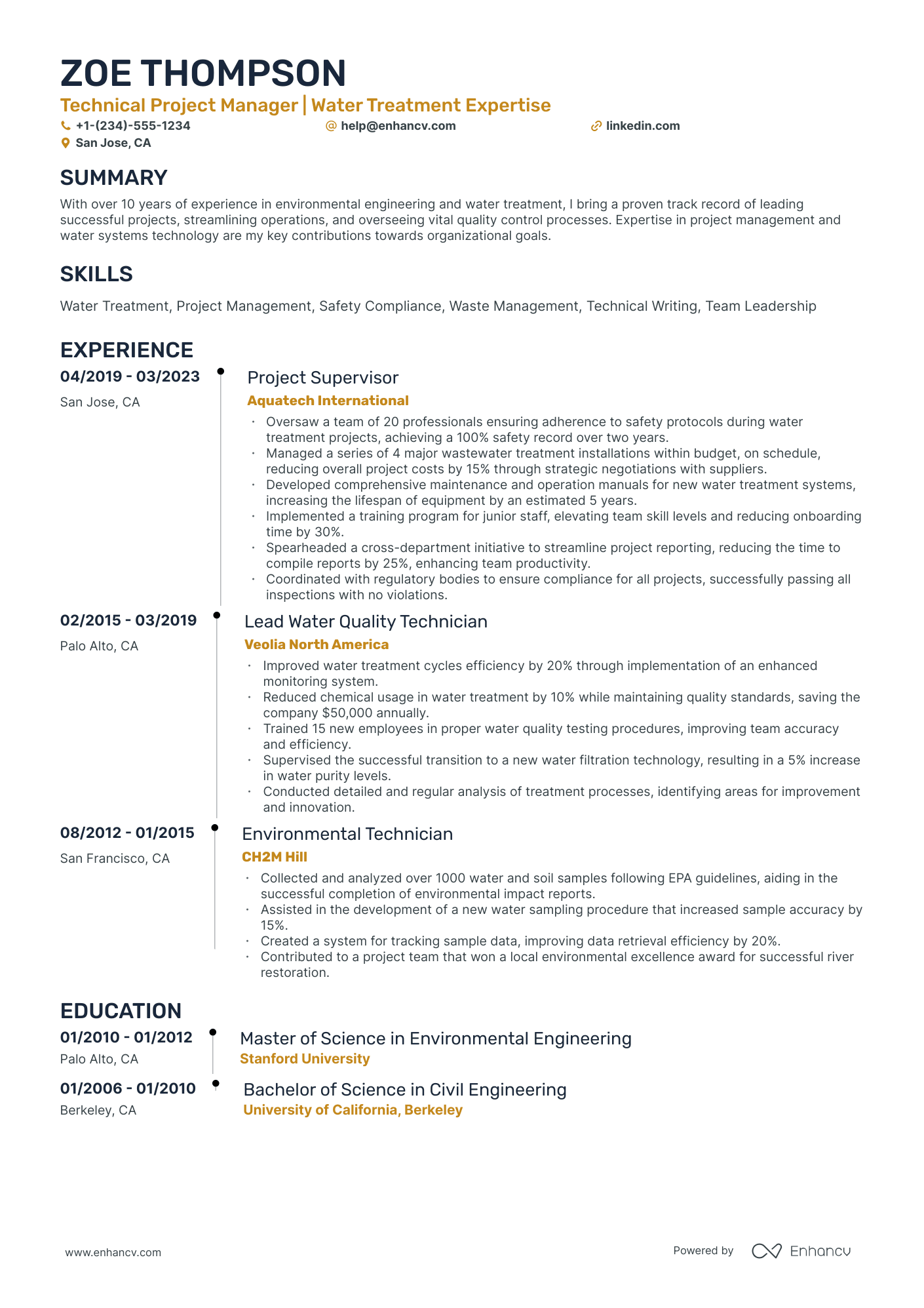 10 Environmental Consultant Resume Examples & Guide for 2026