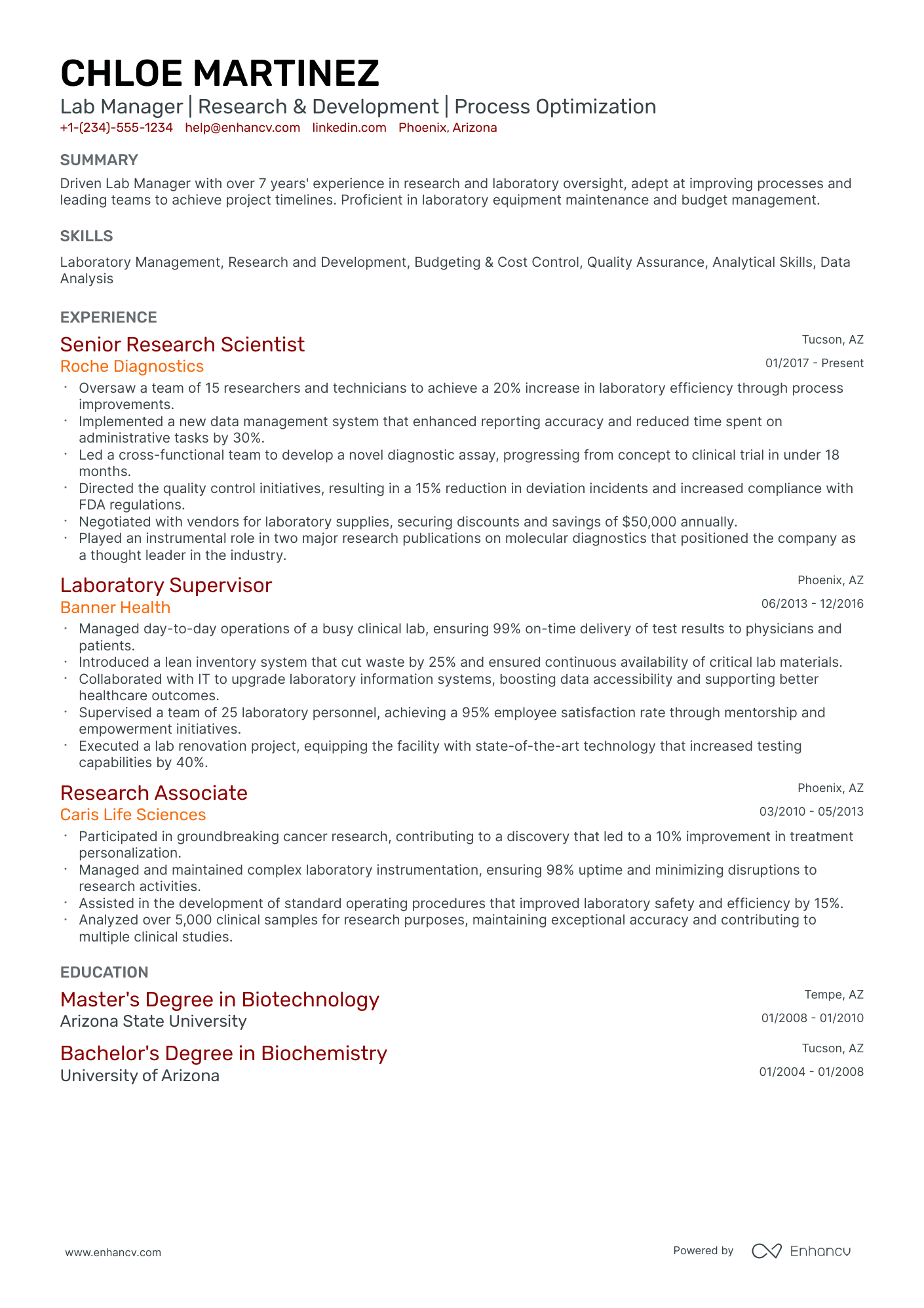 10 Lab Manager Resume Examples & Guide for 2026