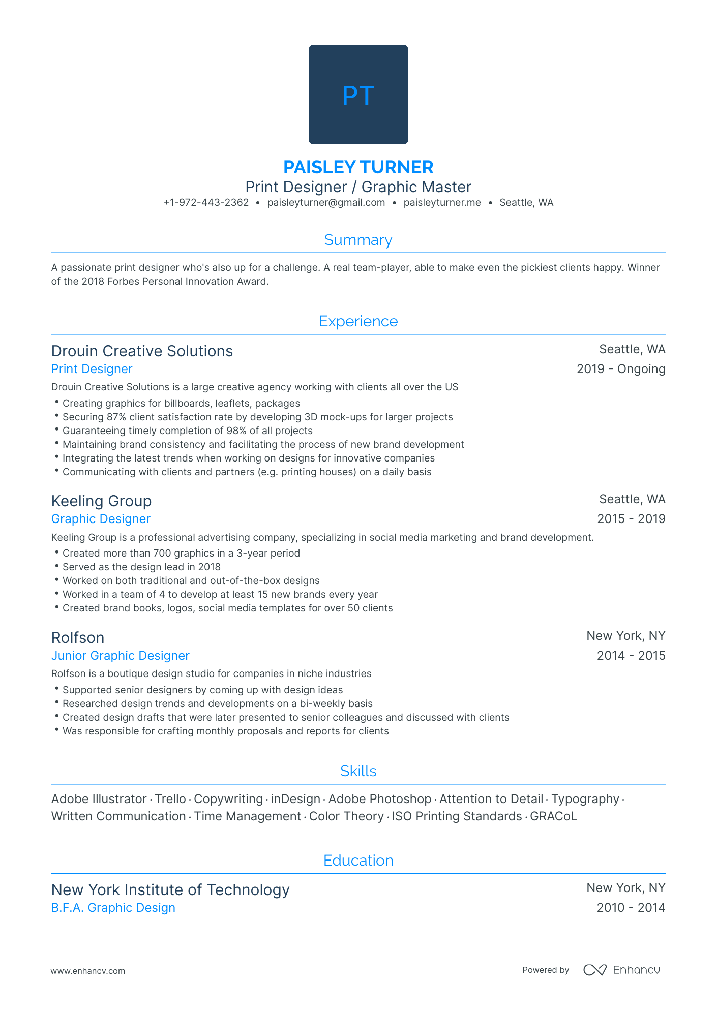 5 Print Designer Resume Examples & Guide for 2023
