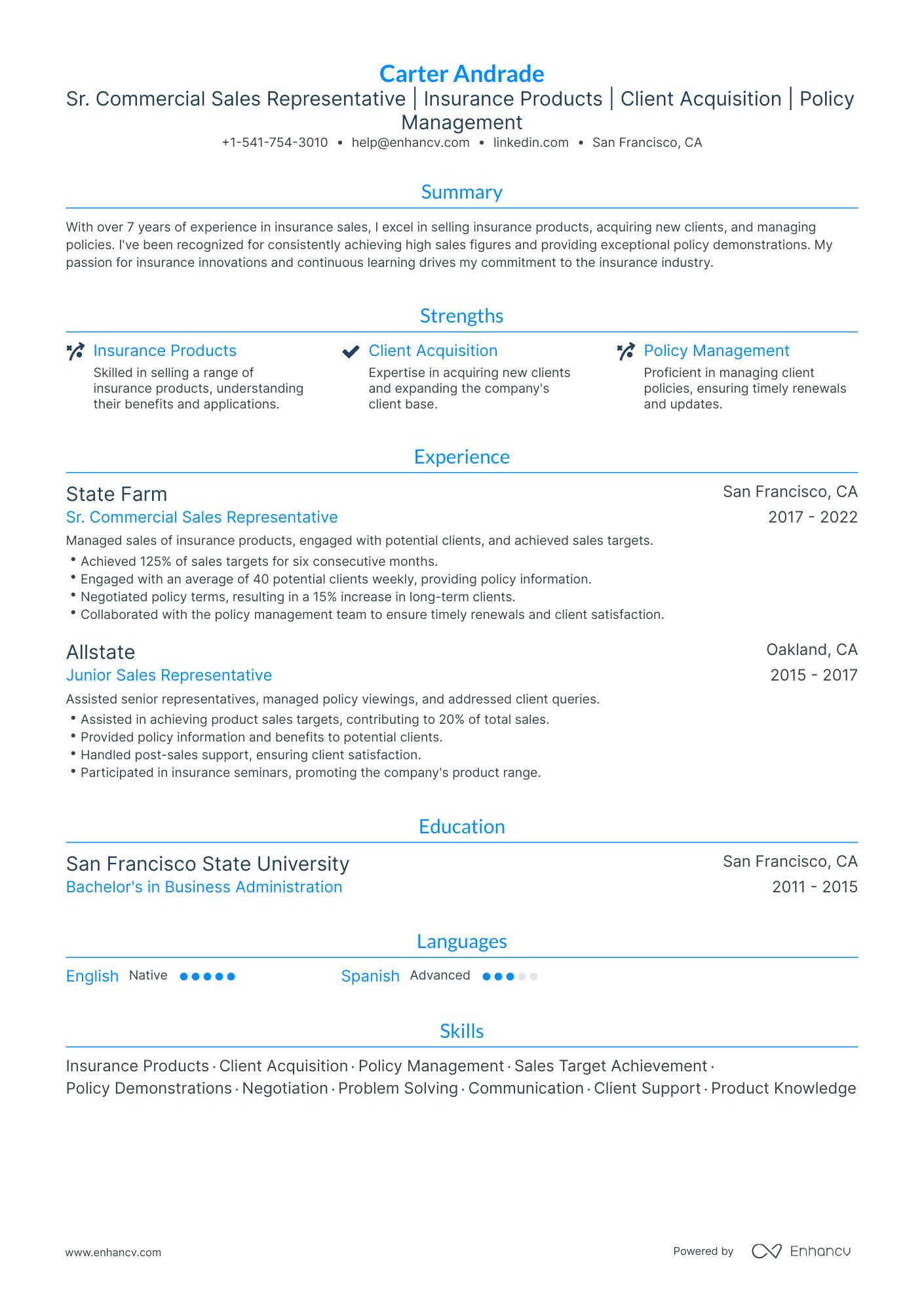 5 Insurance Sales Resume Examples & Guide for 2024