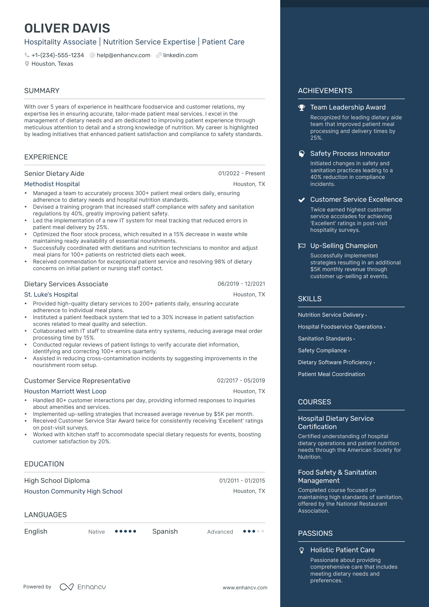 5 Hospitality Resume Examples & Guide for 2025