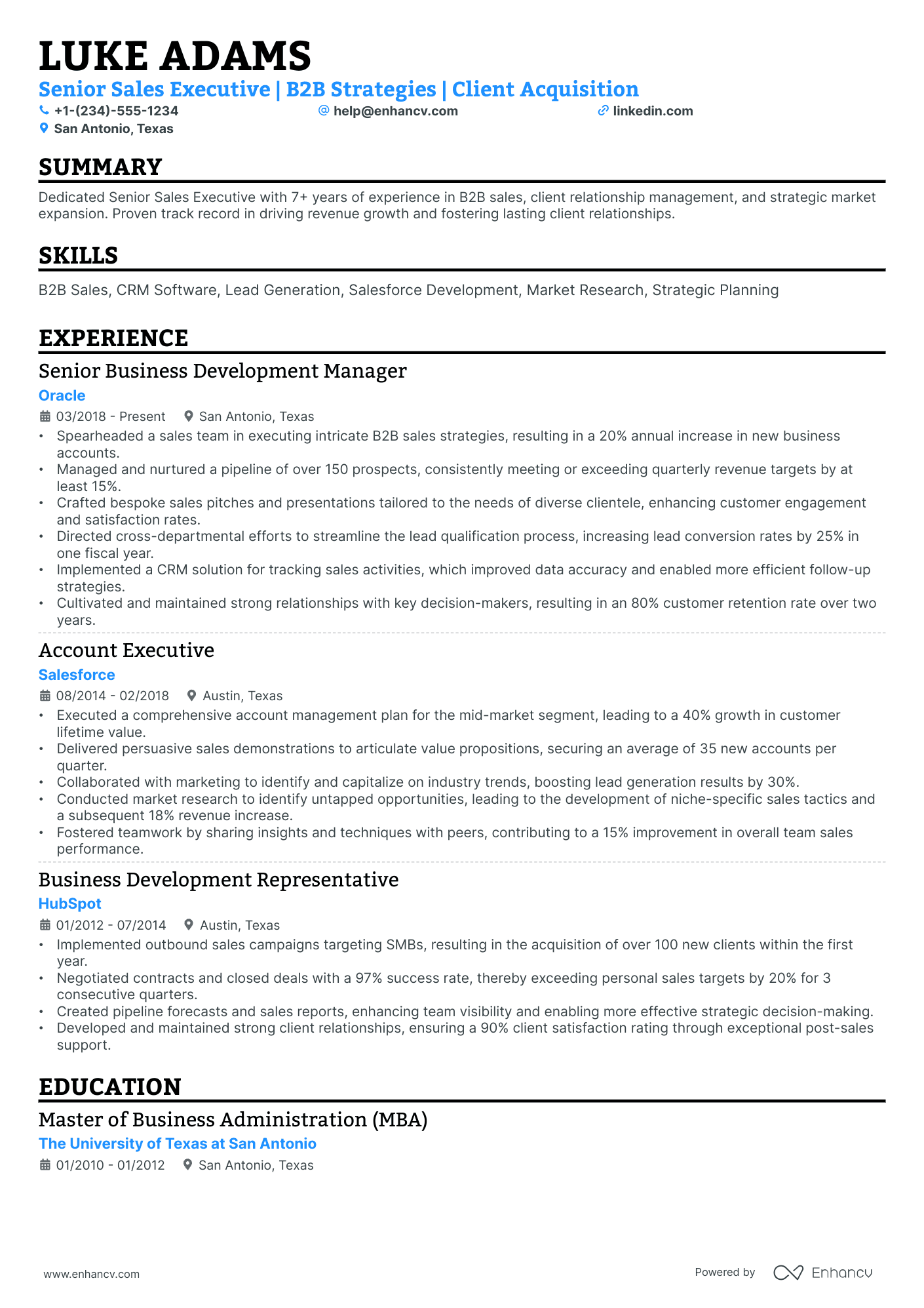 10 Senior Sales Executive Resume Examples & Guide for 2026