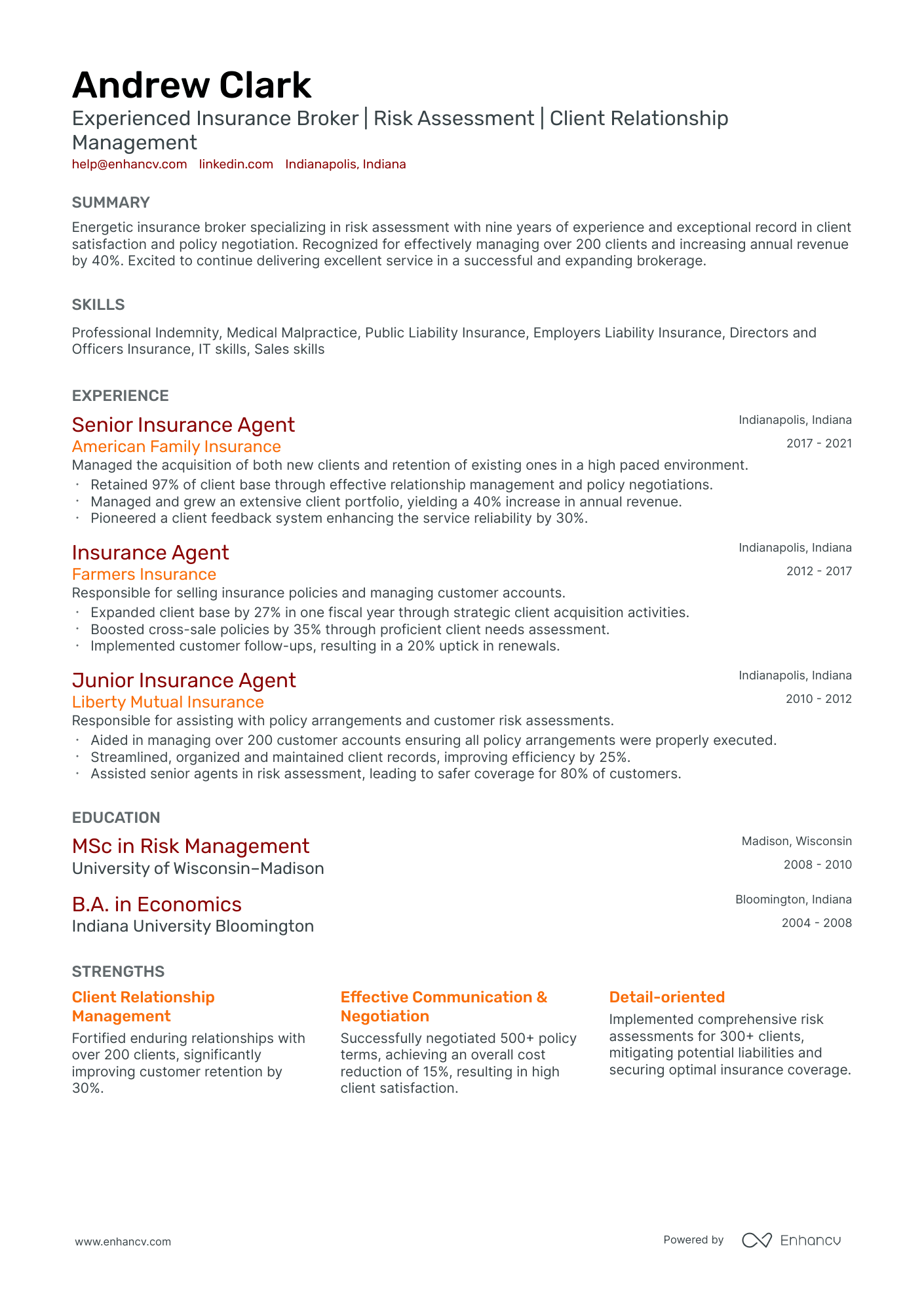 10 Insurance Broker Resume Examples & Guide for 2026