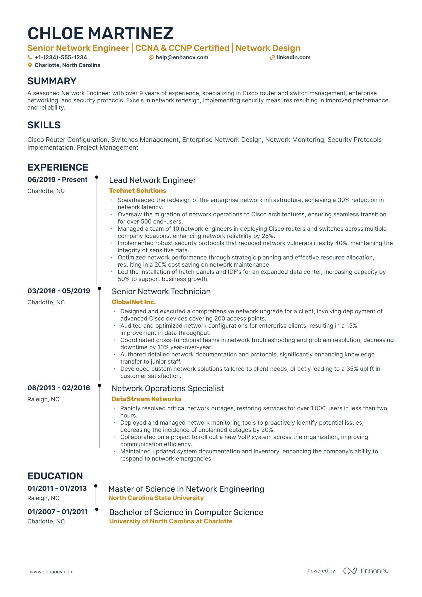10 Ccna Network Engineer Resume Examples & Guide for 2025