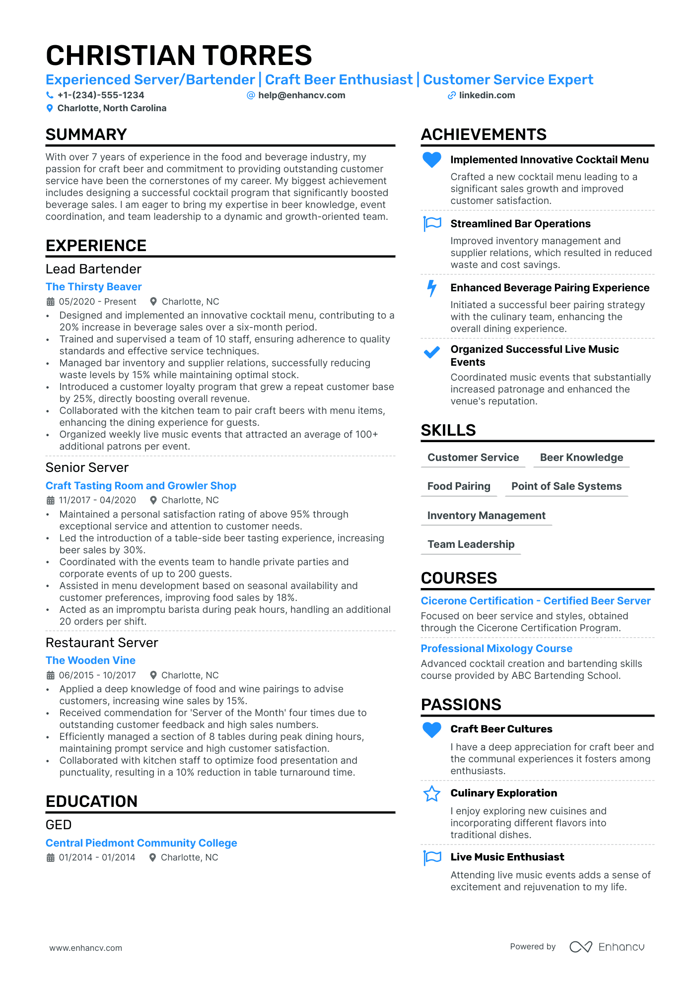 11 Server Resume Examples & Guide for 2024