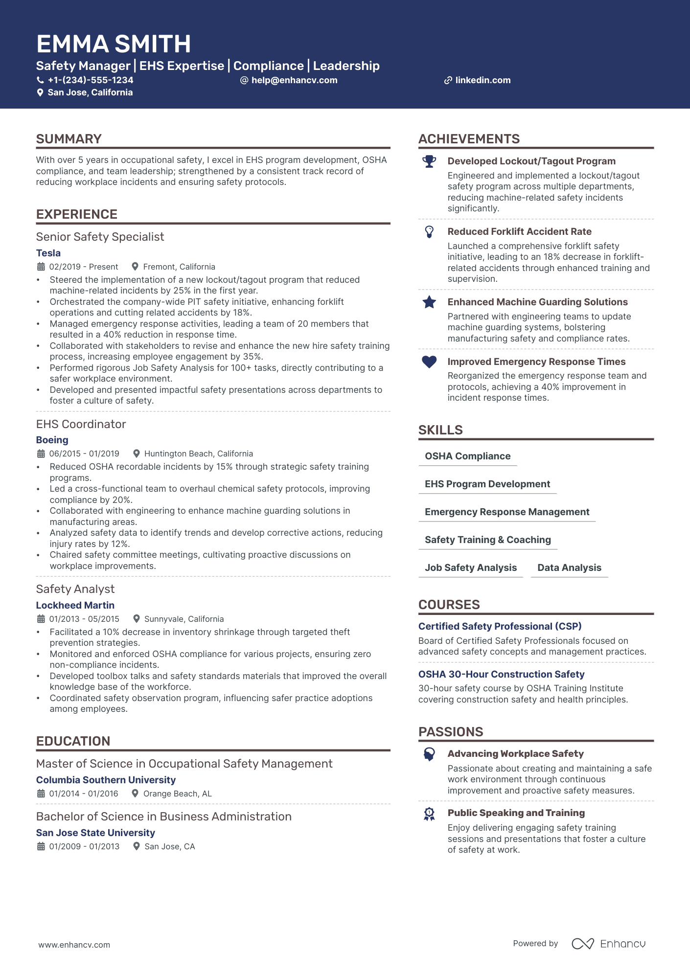 5 Safety Manager Resume Examples & Guide for 2024