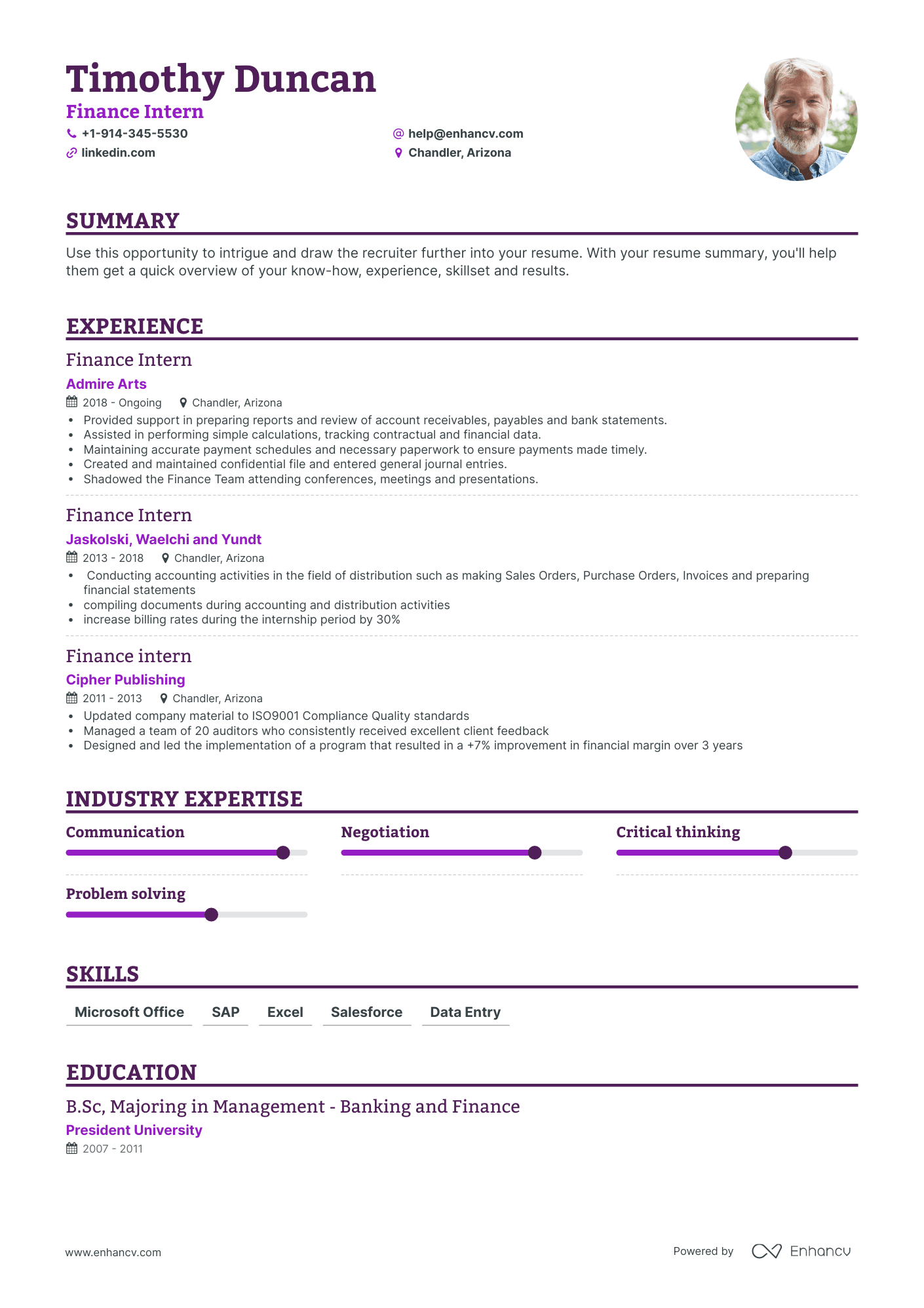 Finance Intern Resume Examples & Guide for 2023 (Layout, Skills ...