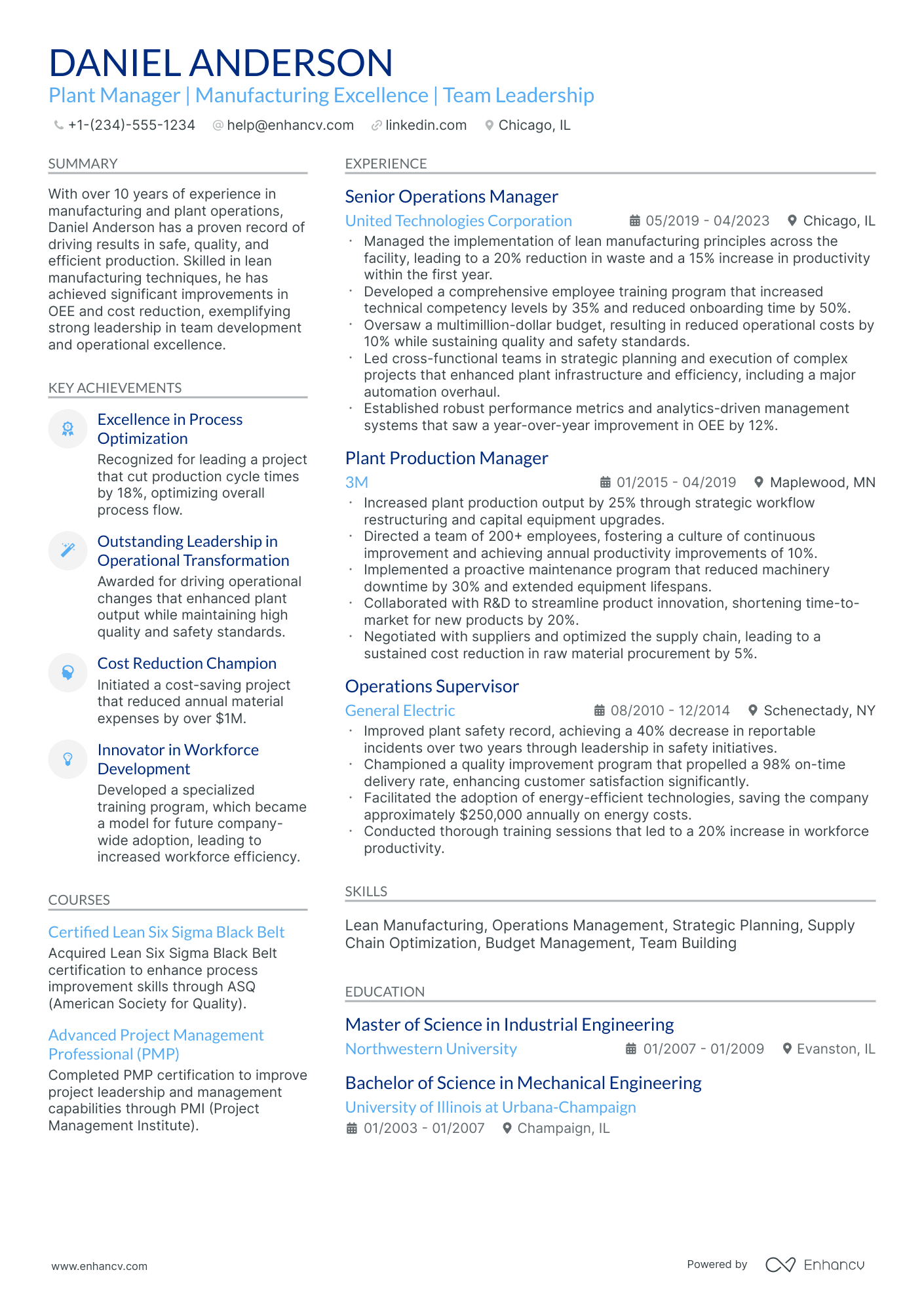 10 Plant Manager Resume Examples & Guide for 2026