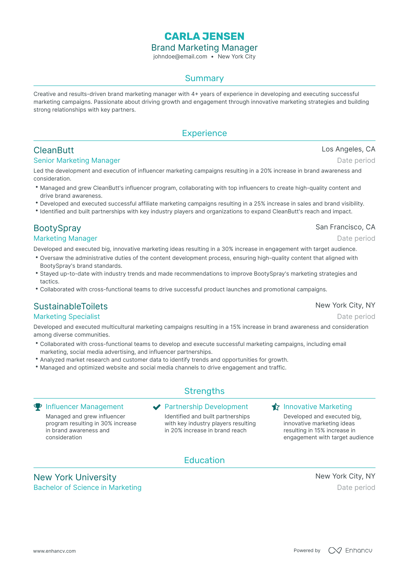 5 Brand Marketing Manager Resume Examples & Guide for 2023