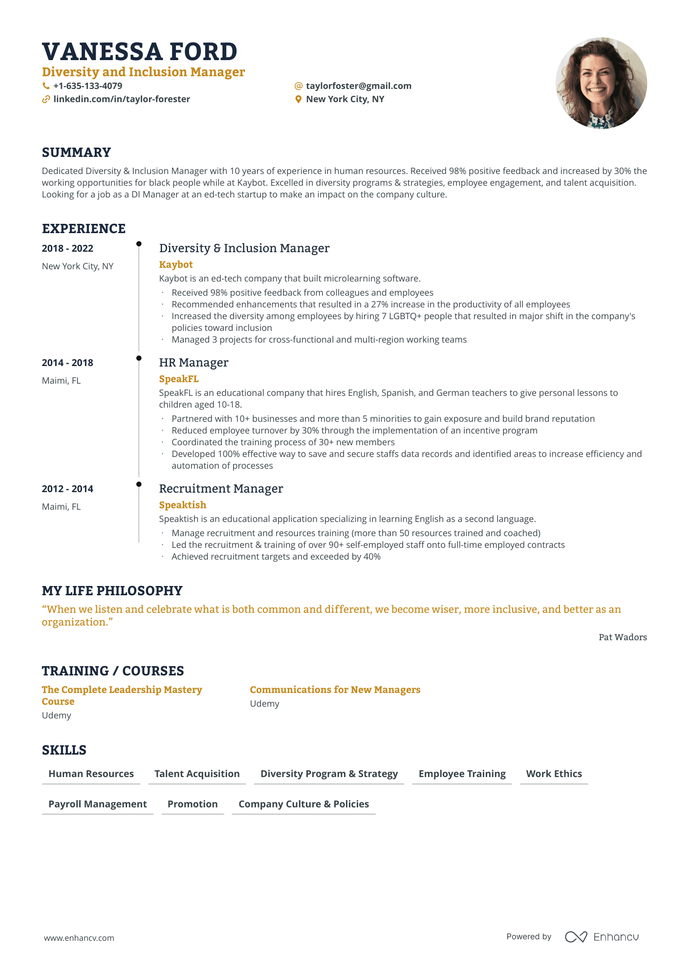 5 Diversity And Inclusion Manager Resume Examples & Guide for 2024