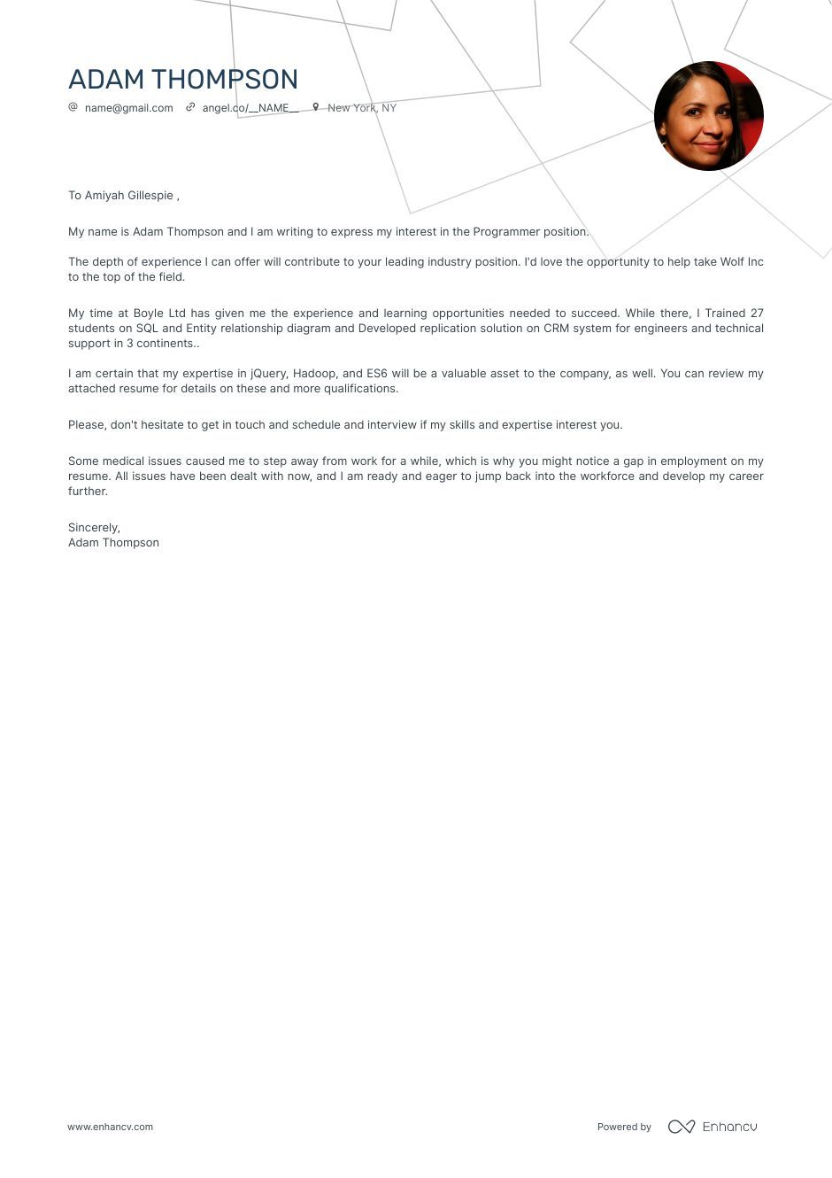 Real Programmer Cover Letter Example for 2023