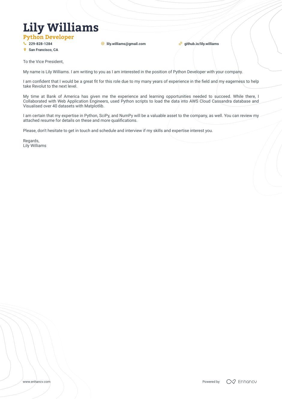 Real Python Developer Cover Letter Example for 2023