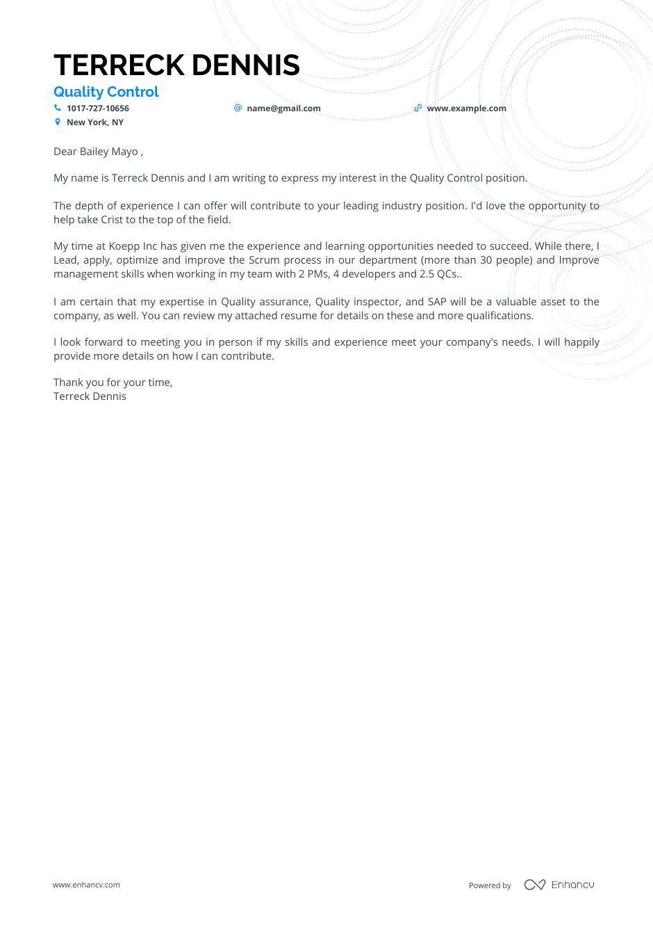 Real Quality Control Cover Letter Example for 2023