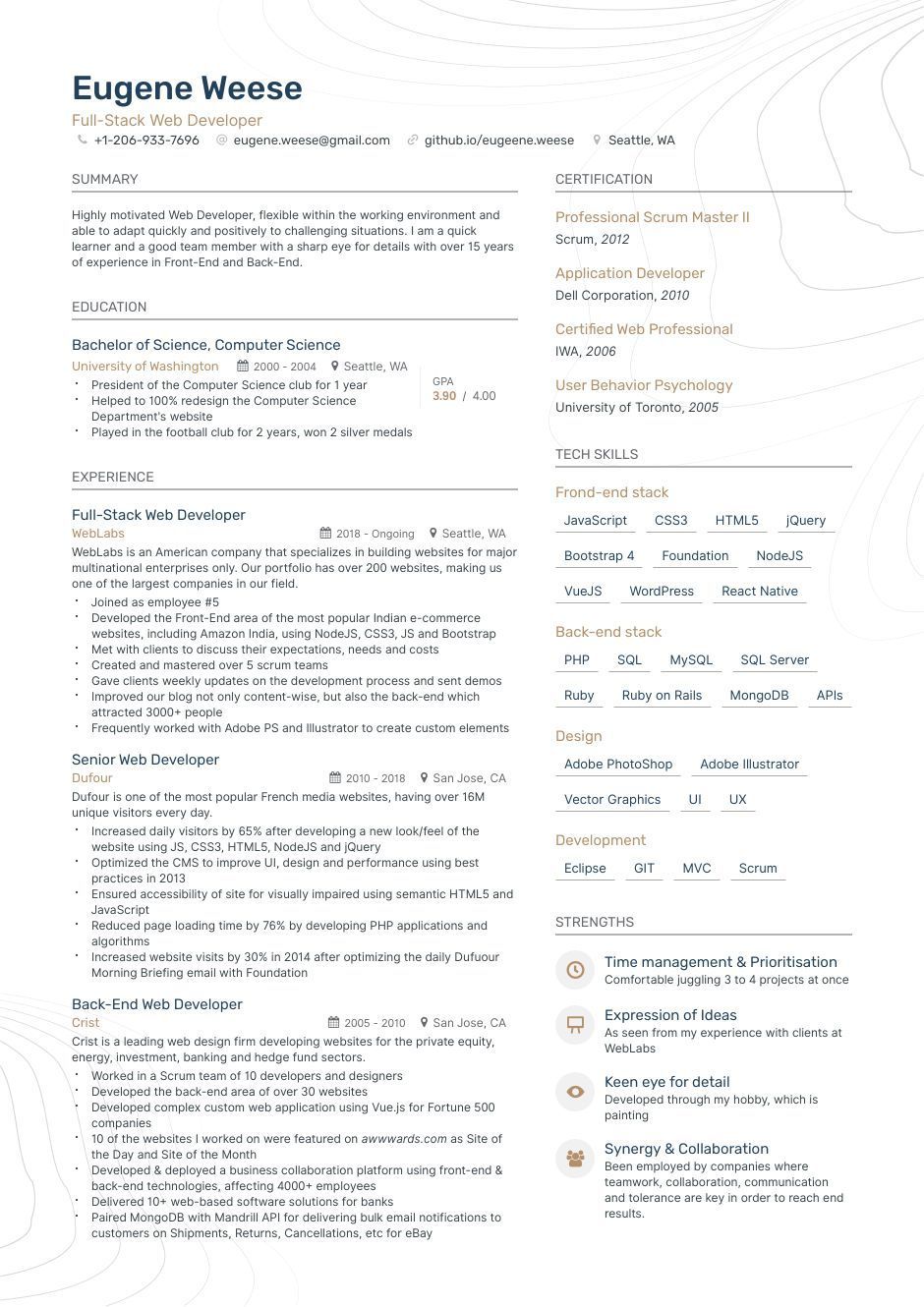 Web Developer Resume Guide for 2023: Examples and Shortcuts (Layout ...