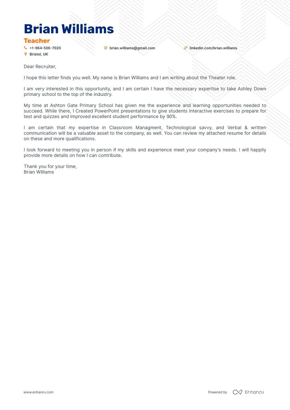 Real Theater Cover Letter Example for 2023