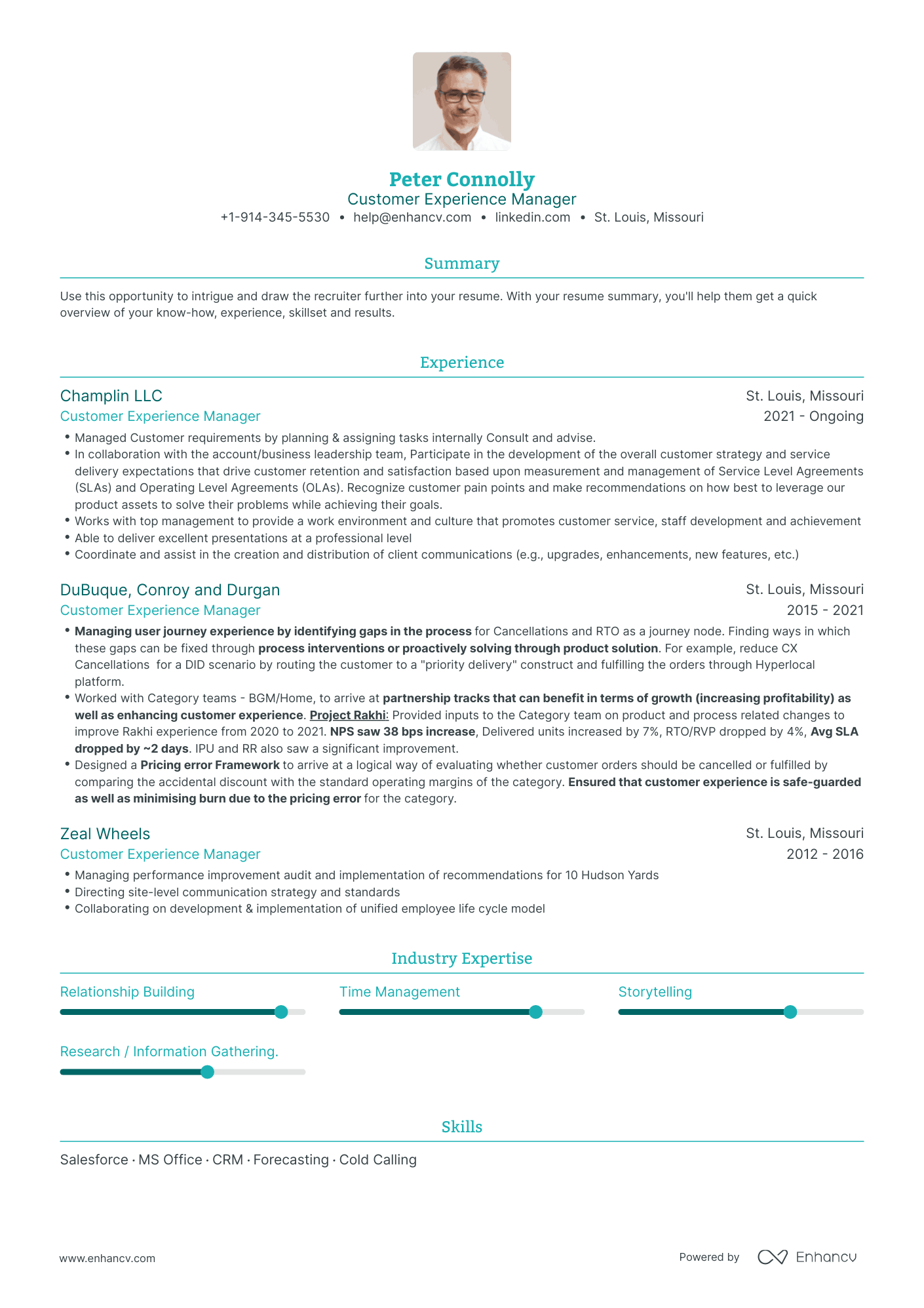 Customer Experience Manager Resume Examples & Guide for 2023 (Layout ...