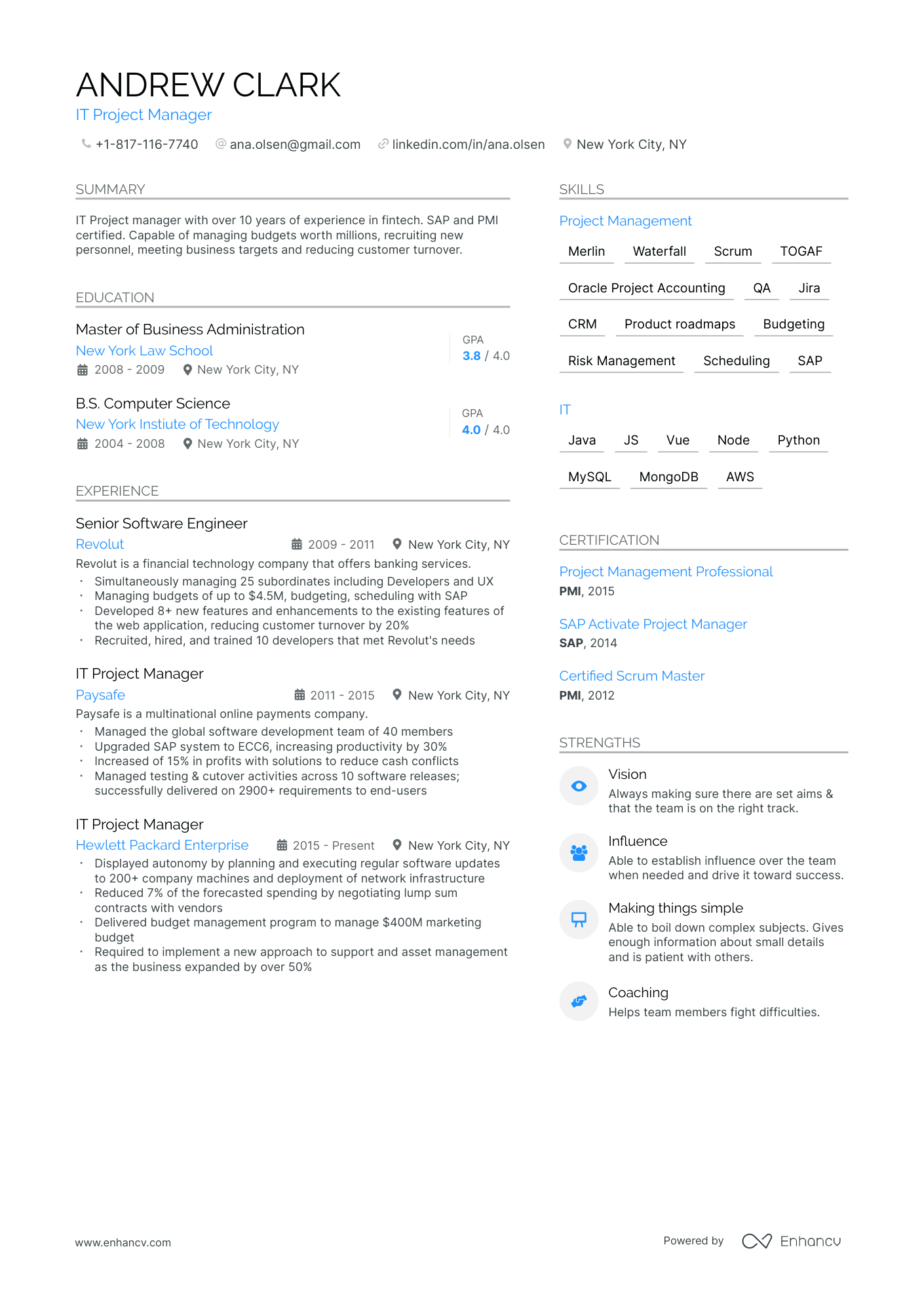 5 IT Project Manager Resume Examples & Guide for 2024