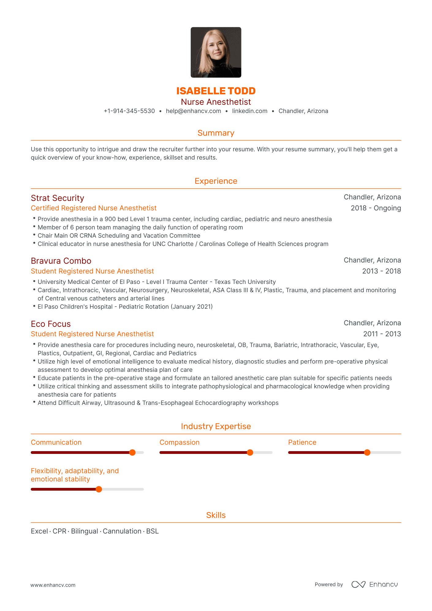 Nurse Anesthetist Resume Examples & Guide for 2023 (Layout, Skills ...
