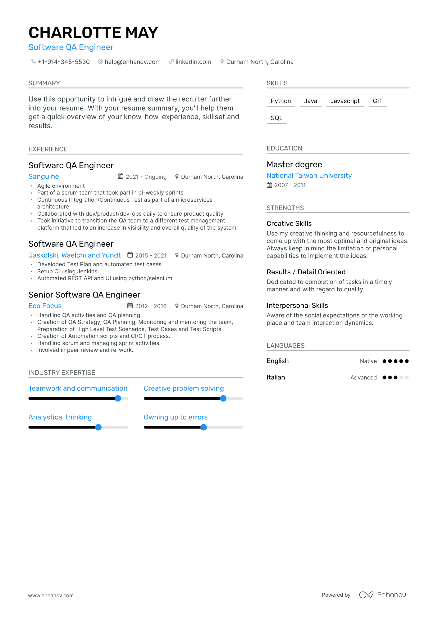 Software QA Engineer Resume Examples & Guide for 2023 (Layout, Skills ...
